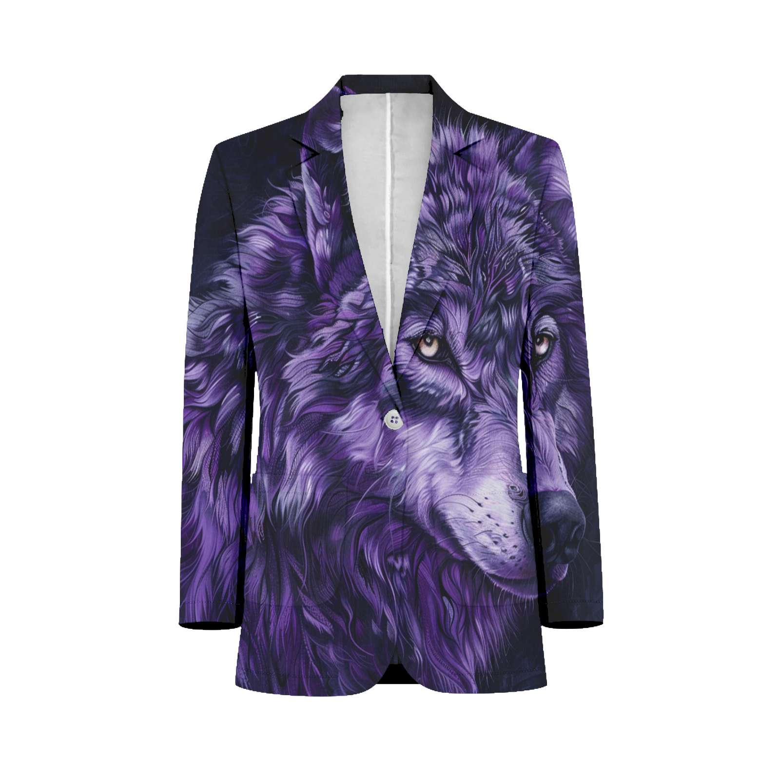 Purple Glowing Wolf Mens Suits Shawl Collar Slim Fit Suit Mens Groom ...