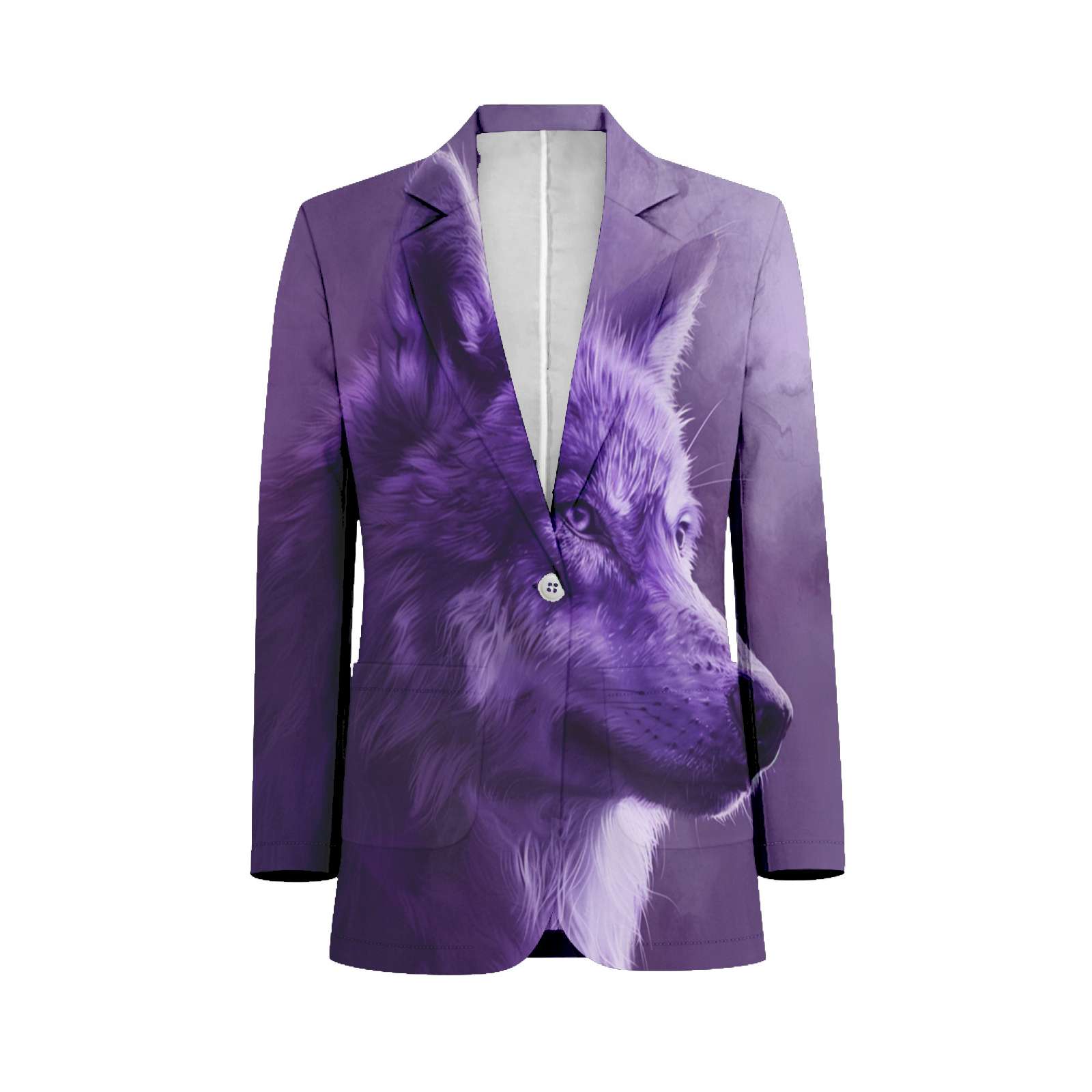 Purple Glowing Wolf Mens Suits Shawl Collar Slim Fit Suit Mens Groom ...