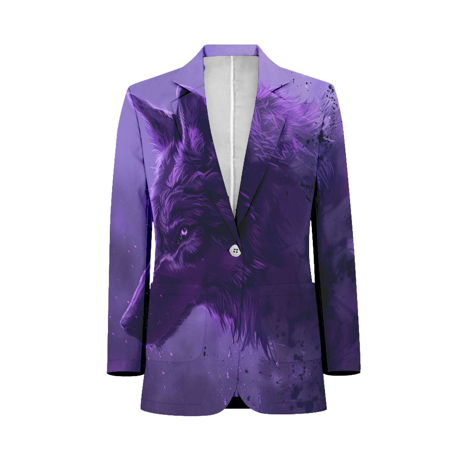 Purple Glowing Wolf Mens Suits Shawl Collar Slim Fit Suit Mens Groom ...