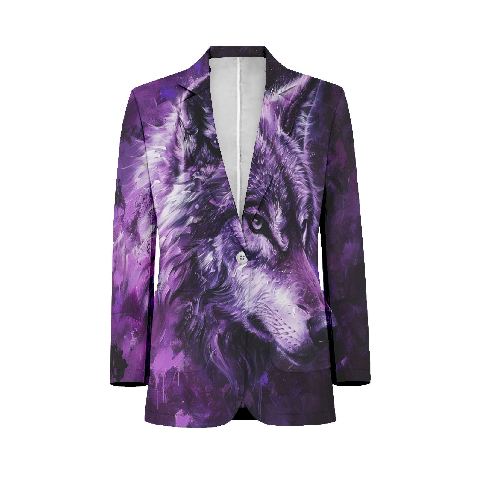 Purple Glowing Wolf Mens Suits Shawl Collar Slim Fit Suit Mens Groom ...
