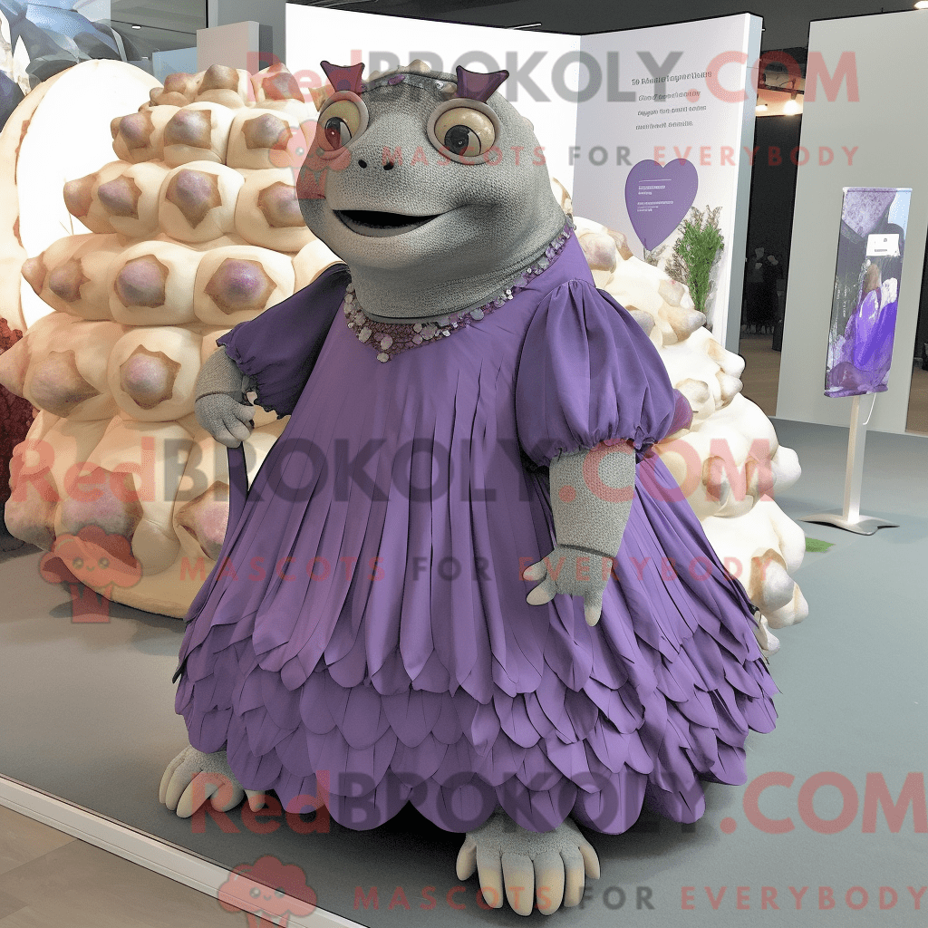 Purple Glyptodon REDBROKOLY mascot costume character dressed with a A ...