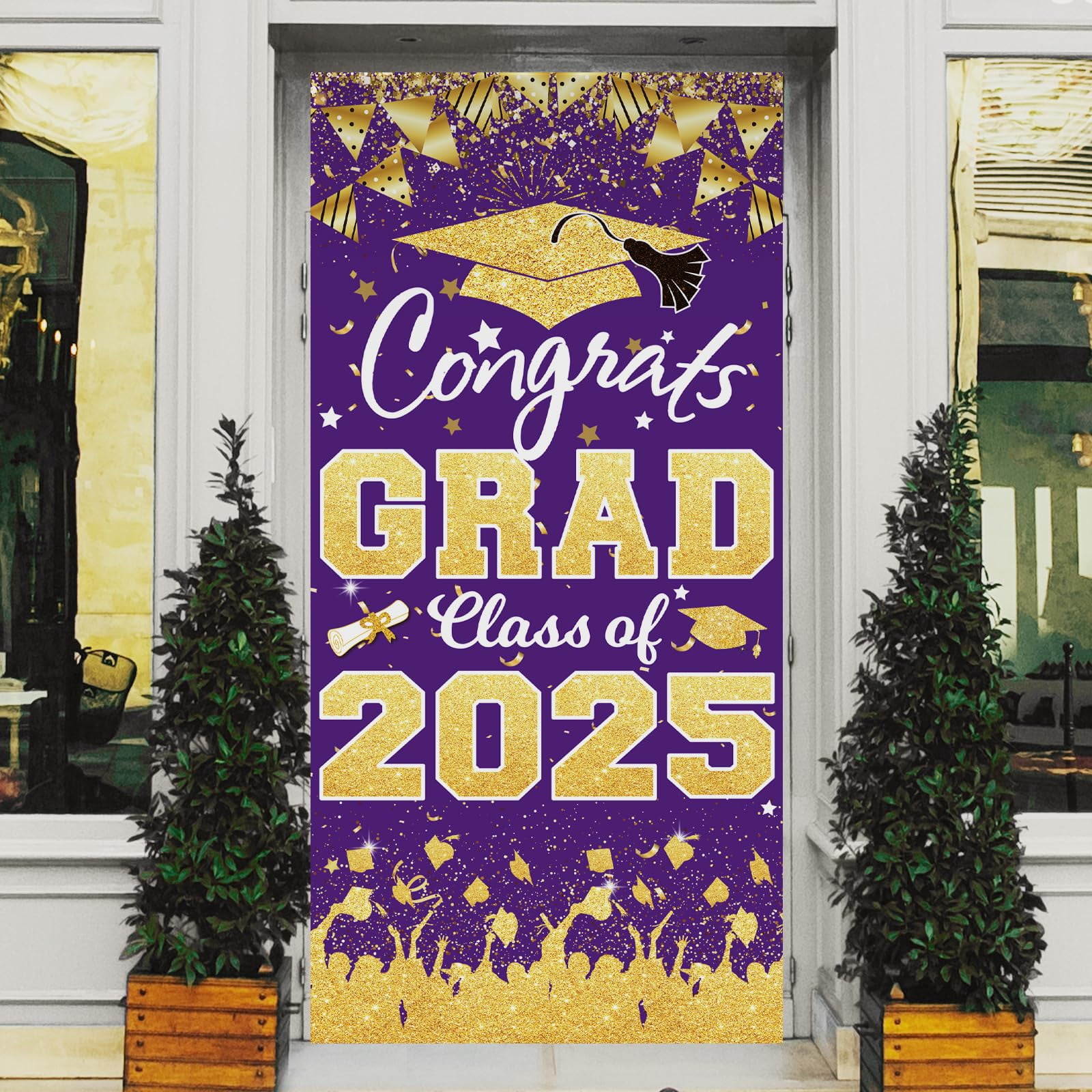 Purple & Gold Class of 2025 Graduation Banner - Versatile Front Door ...