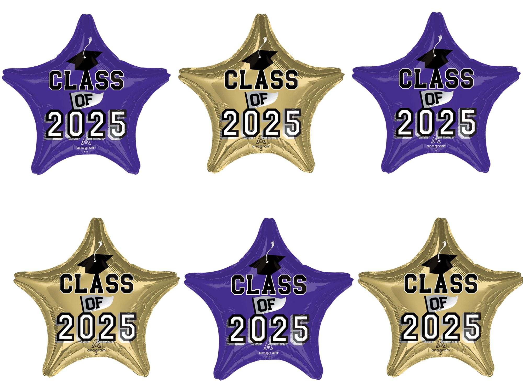 Purple & Gold Class of 2025 Graduation party 6 pc balloons Decorations ...