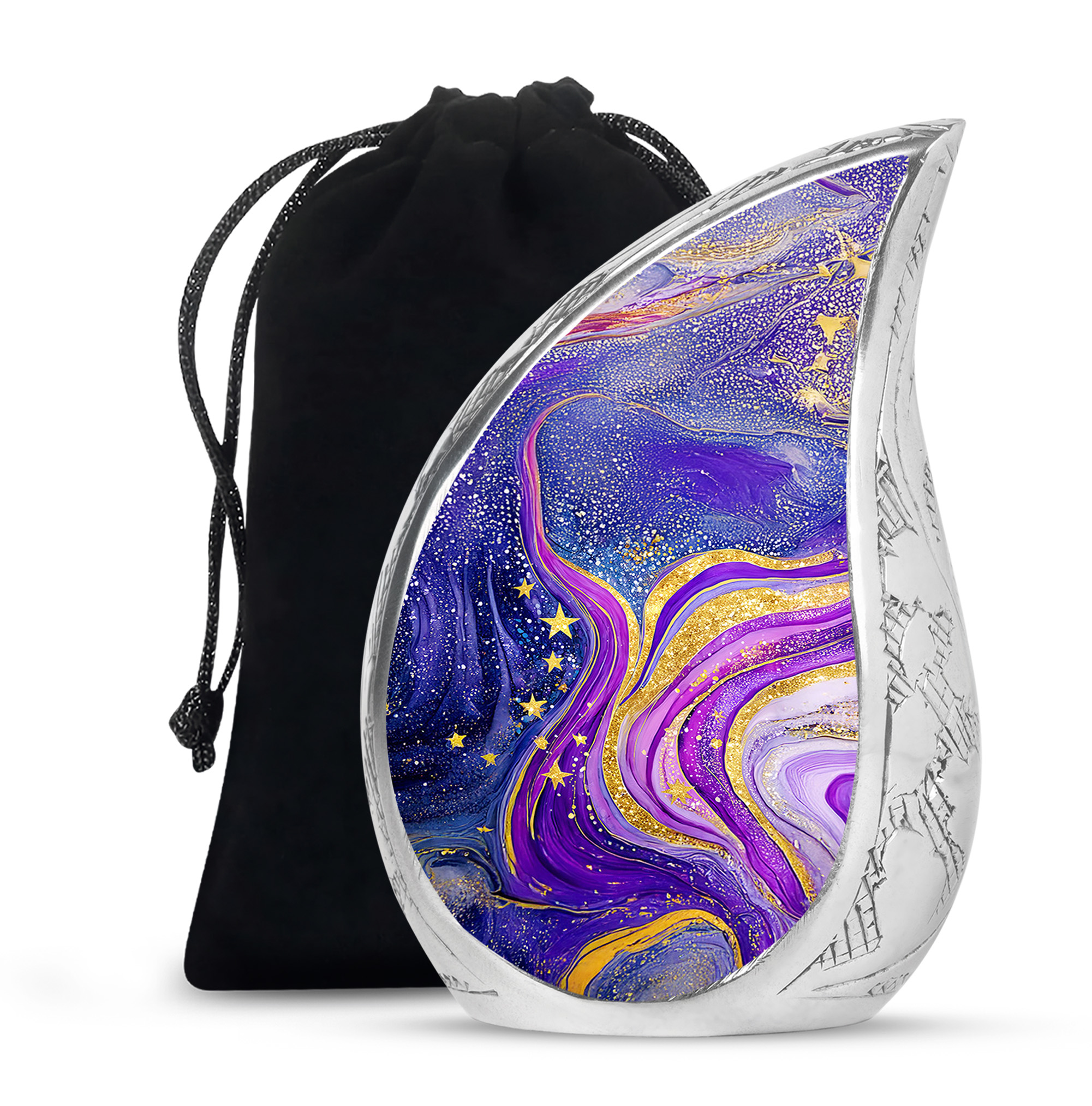 Purple And Gold Design Pattern Burial Large Urns For Human Ashes Adult ...