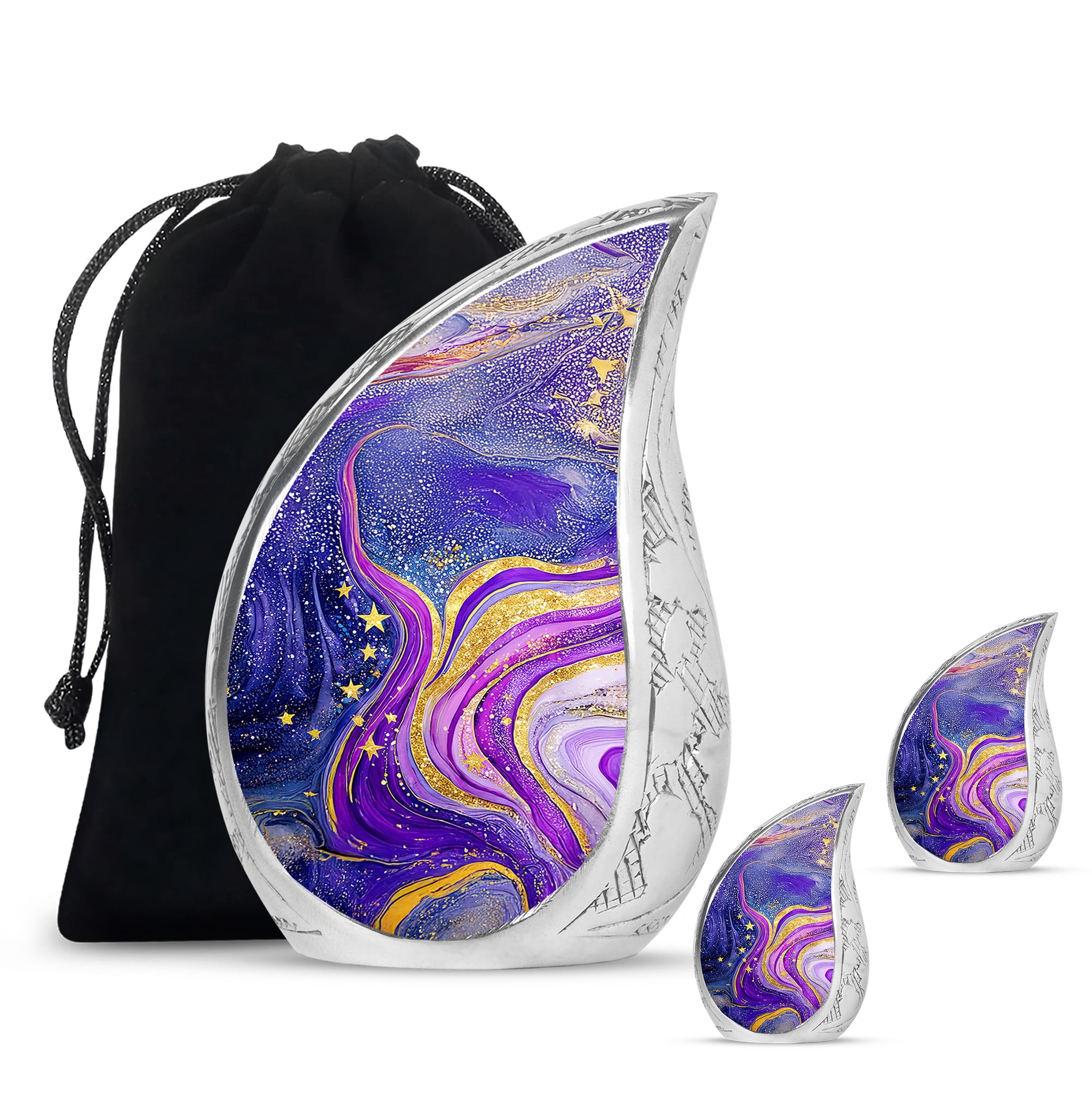 Purple And Gold Design Pattern Funeral Urn For Ashes Adult Women - Tiny ...