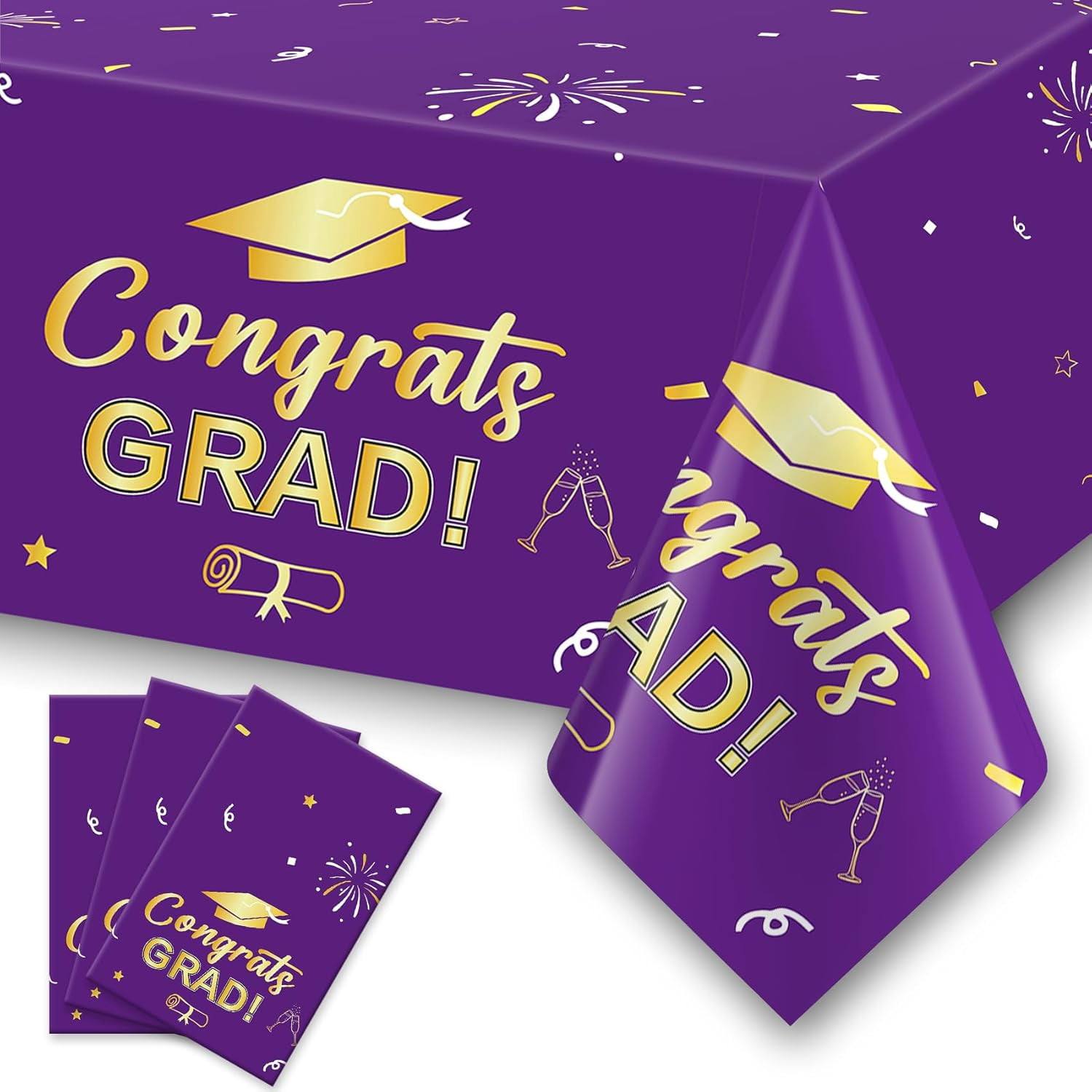 Purple and Gold Graduation Decorations 2025, 3 Pack Purple Graduation ...