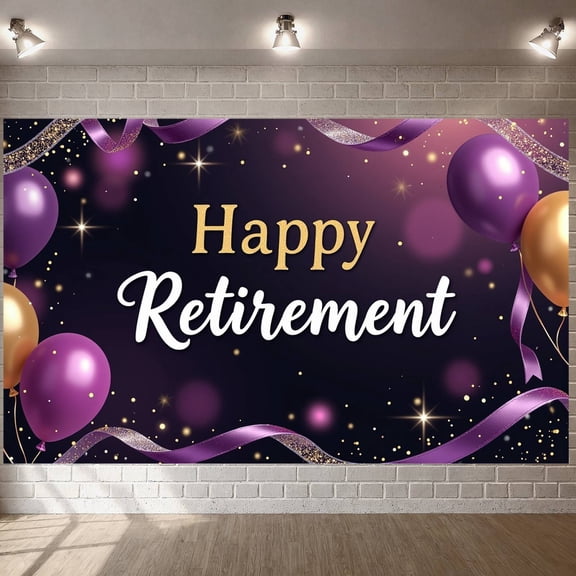 Champagne Gold Glitter Happy Retirement Banner Pre-Strung Happy ...