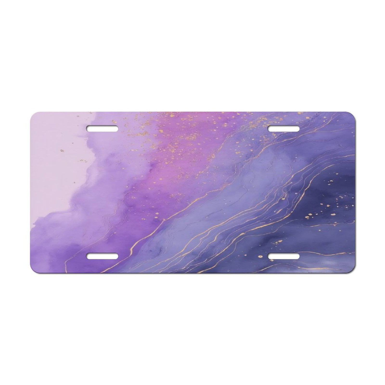 Purple Gold Marble Art License Plate Lightweight Aluminum Automotive ...