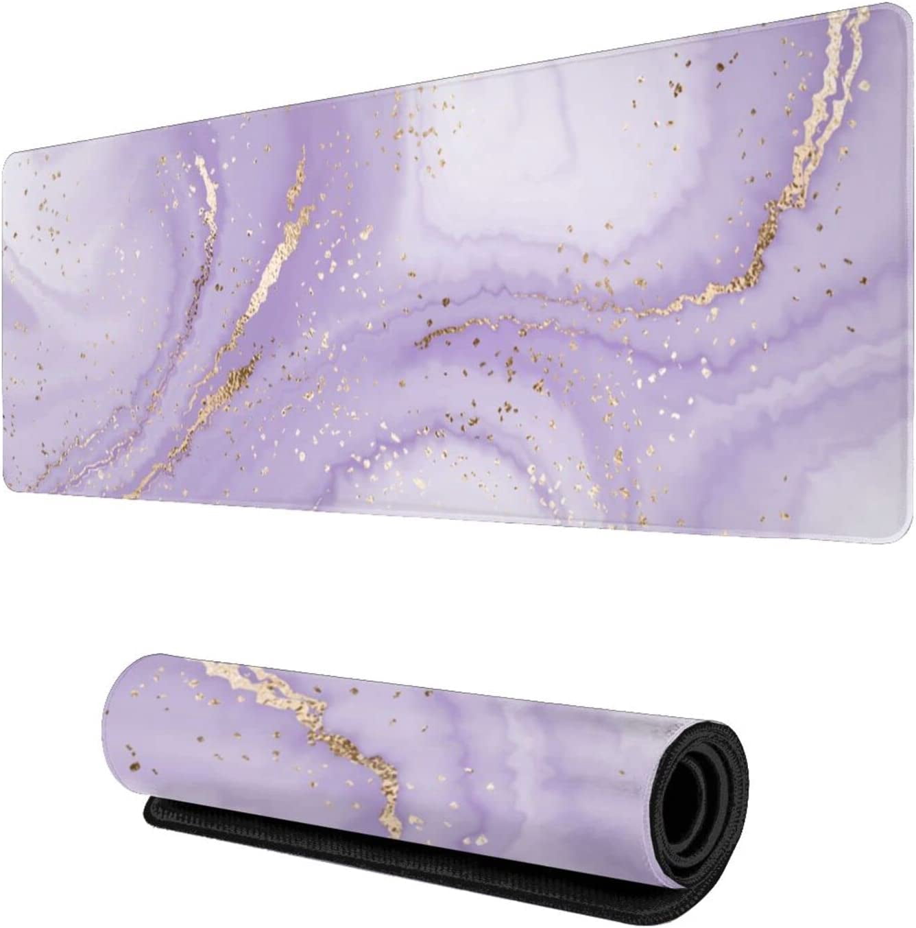 Purple Gold Marble Mouse Pad Gaming XL Large Mousepad Pretty Desk Mat ...