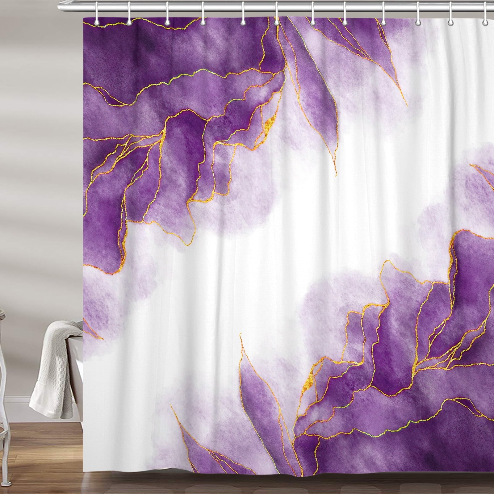 Purple and Gold Marble Shower Curtain, Modern Abstract Lavender Lilac ...