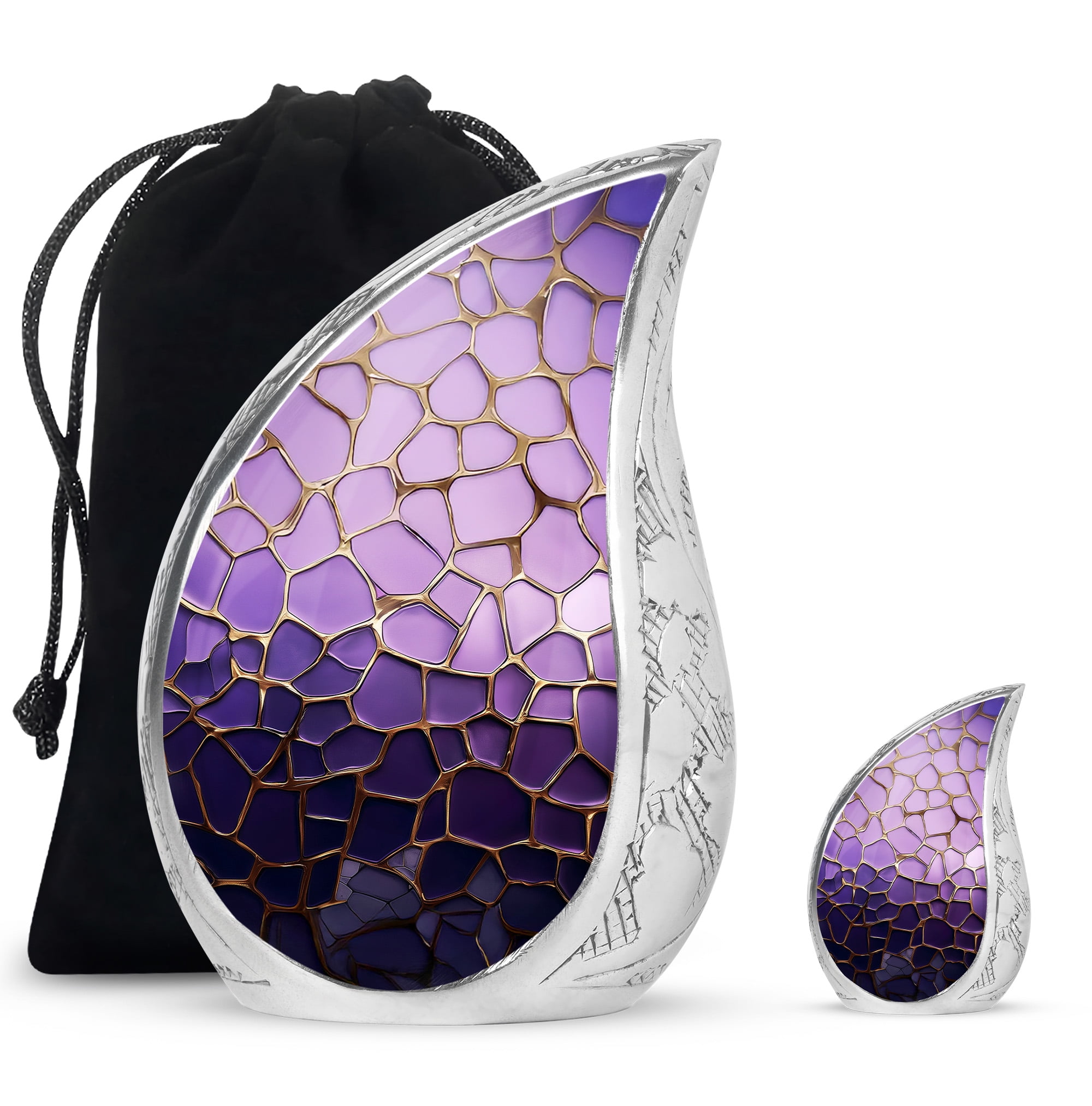 Purple With Gold Pattern Small Urn For Ashes For Women - Cremation Urns ...