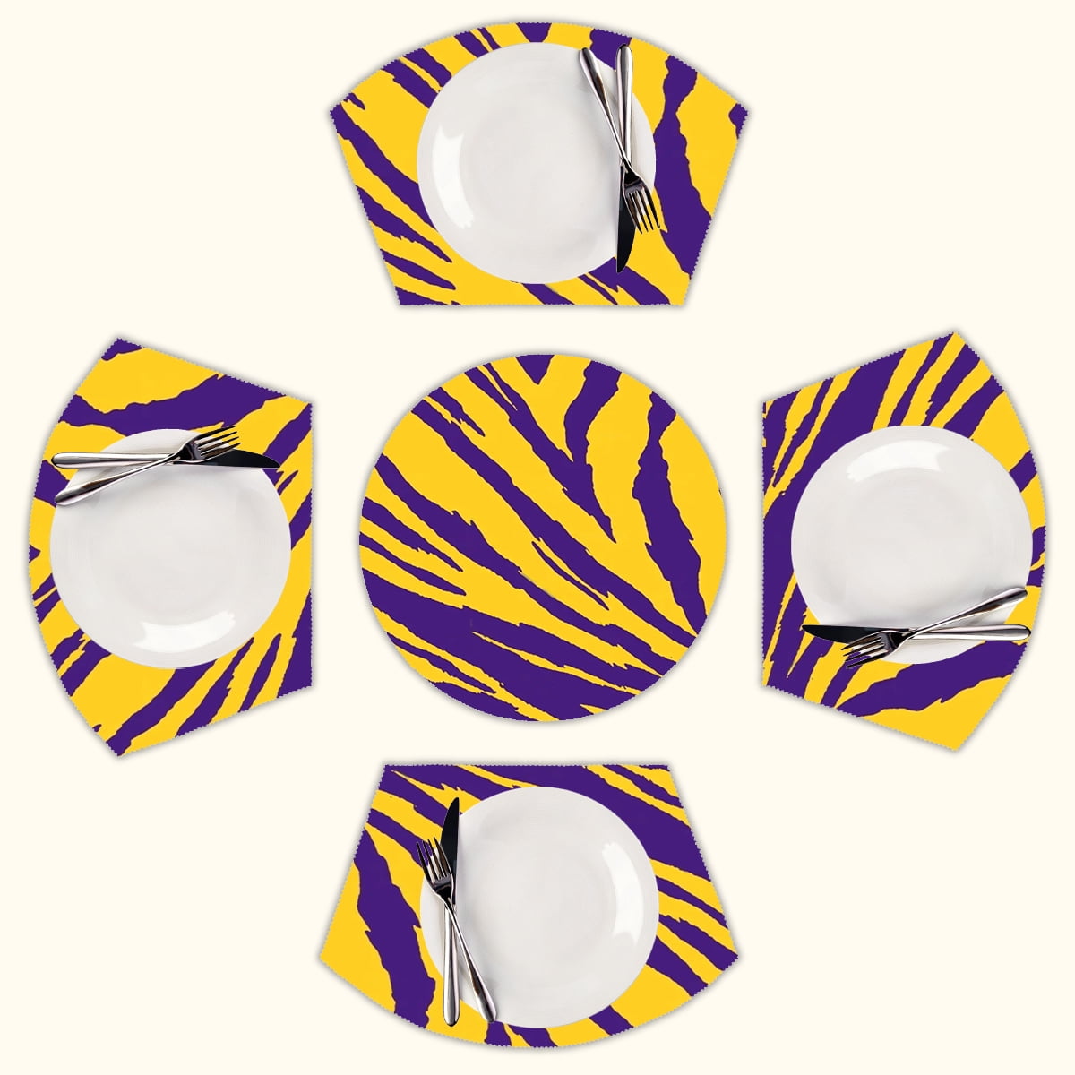 Purple and Gold Tailgate Swag - Claw Marks Round Table Placemats Set Of ...
