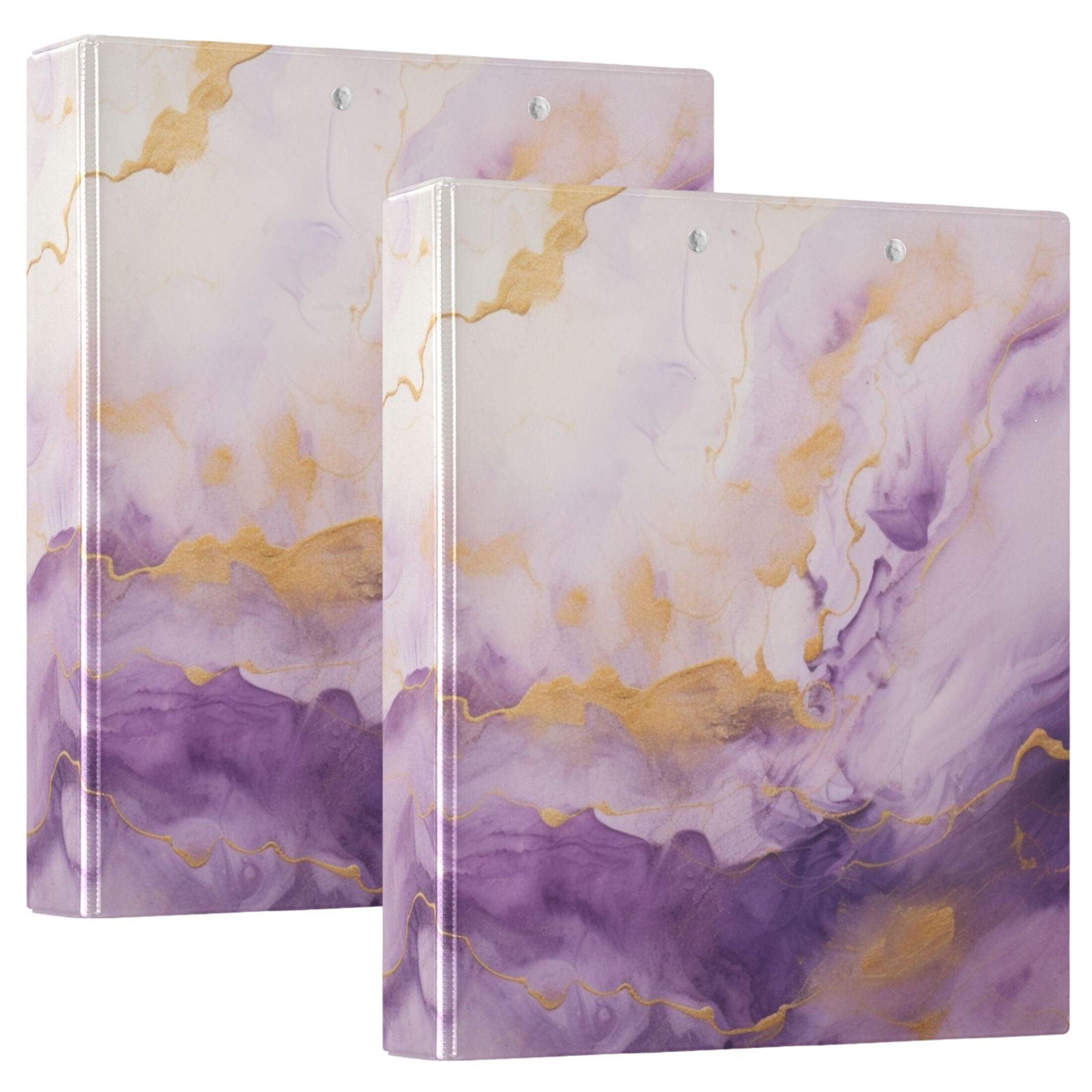 Purple Golden Marble Hardcover 3 Ring Binder 1.5 inch Round Rings with ...