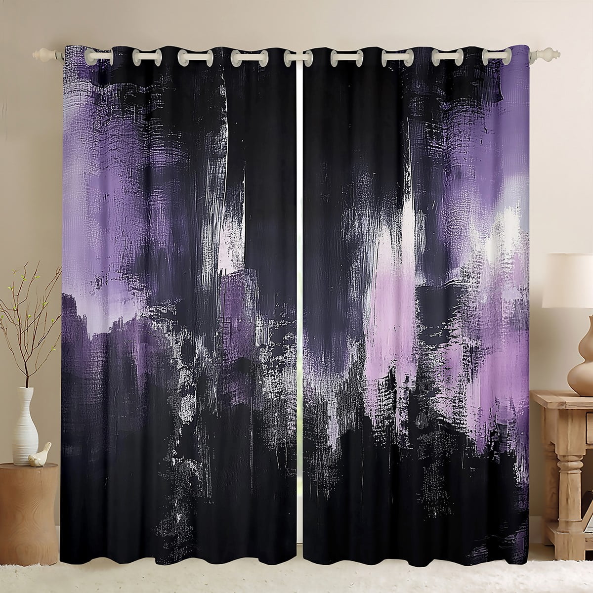 Purple Gradient Curtains Purple Ombre Blackout Curtains Modern Abstract ...