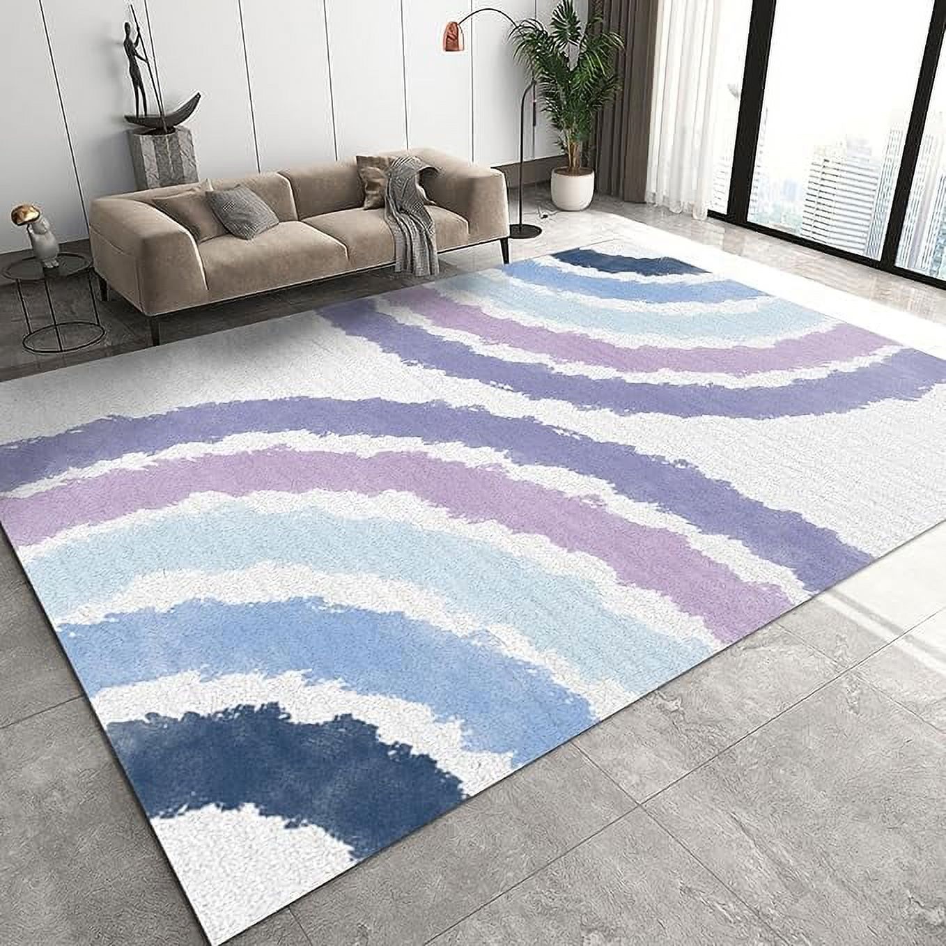 Purple Gradient Rainbow Area Rug, Retro Dreamy European Style Living ...