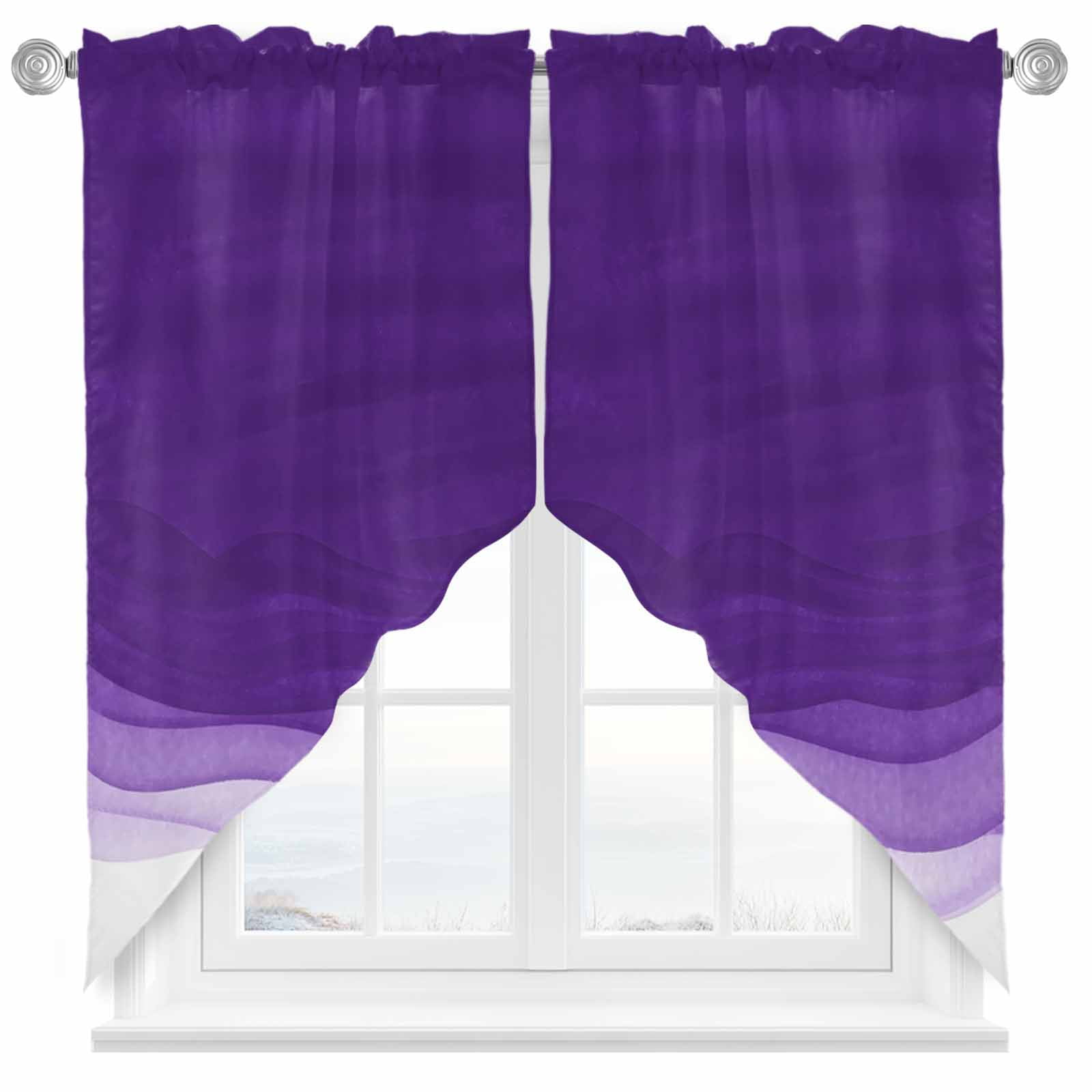 Purple Gradient Swag Curtain Valance for Windows, Watercolor Abstract ...