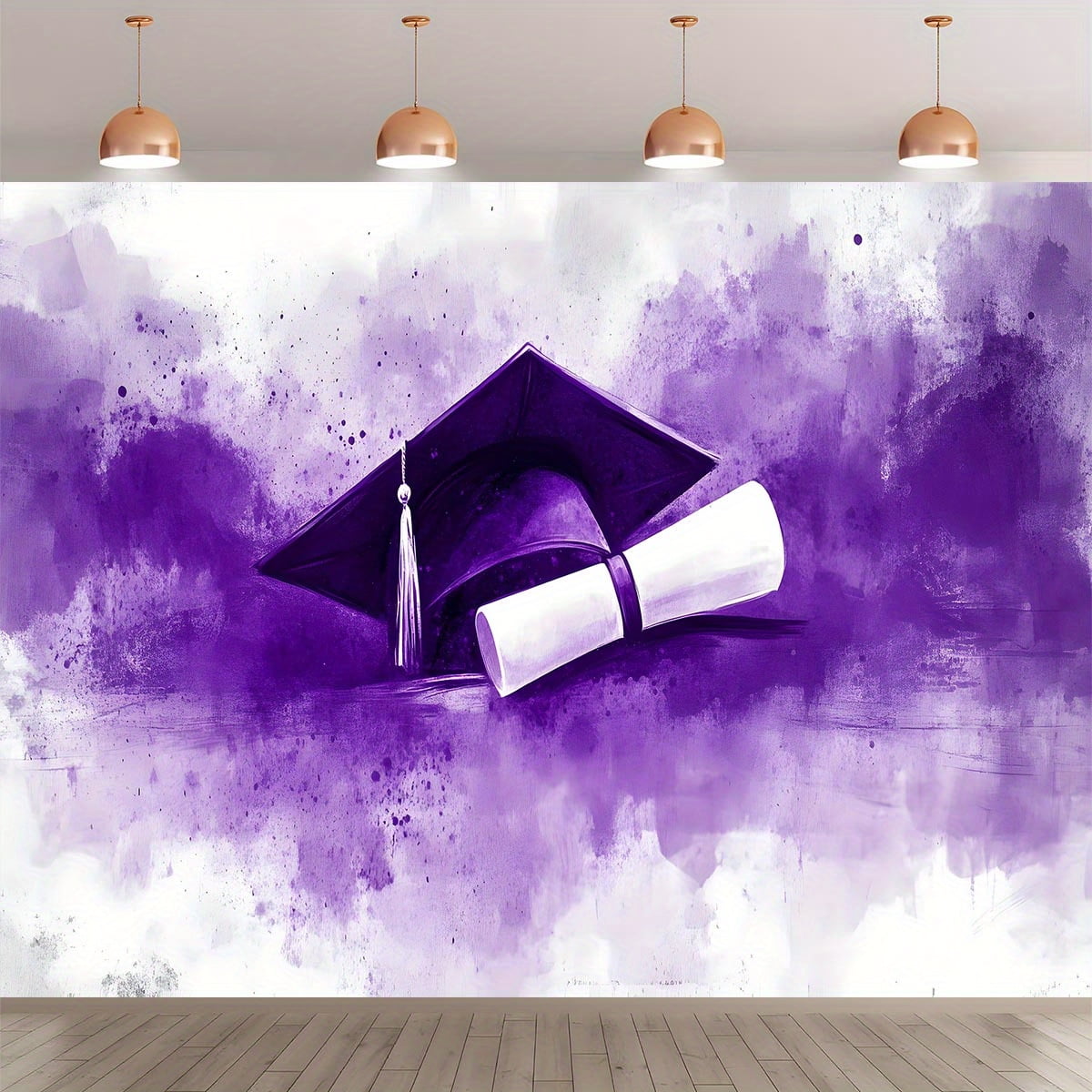 Purple Graduation Backdrop Banner - Durable Polyester, Perfect for ...