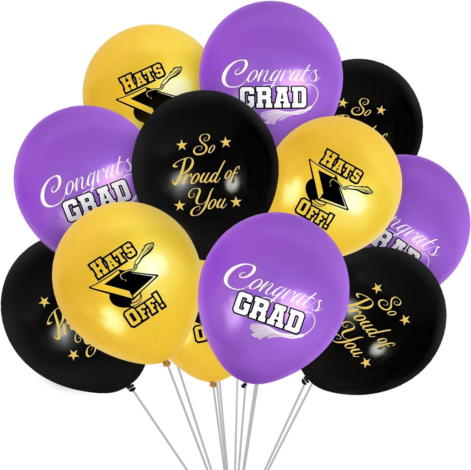 Purple Graduation Balloon Bouquet 12 Pack - Purple Graduation Party ...