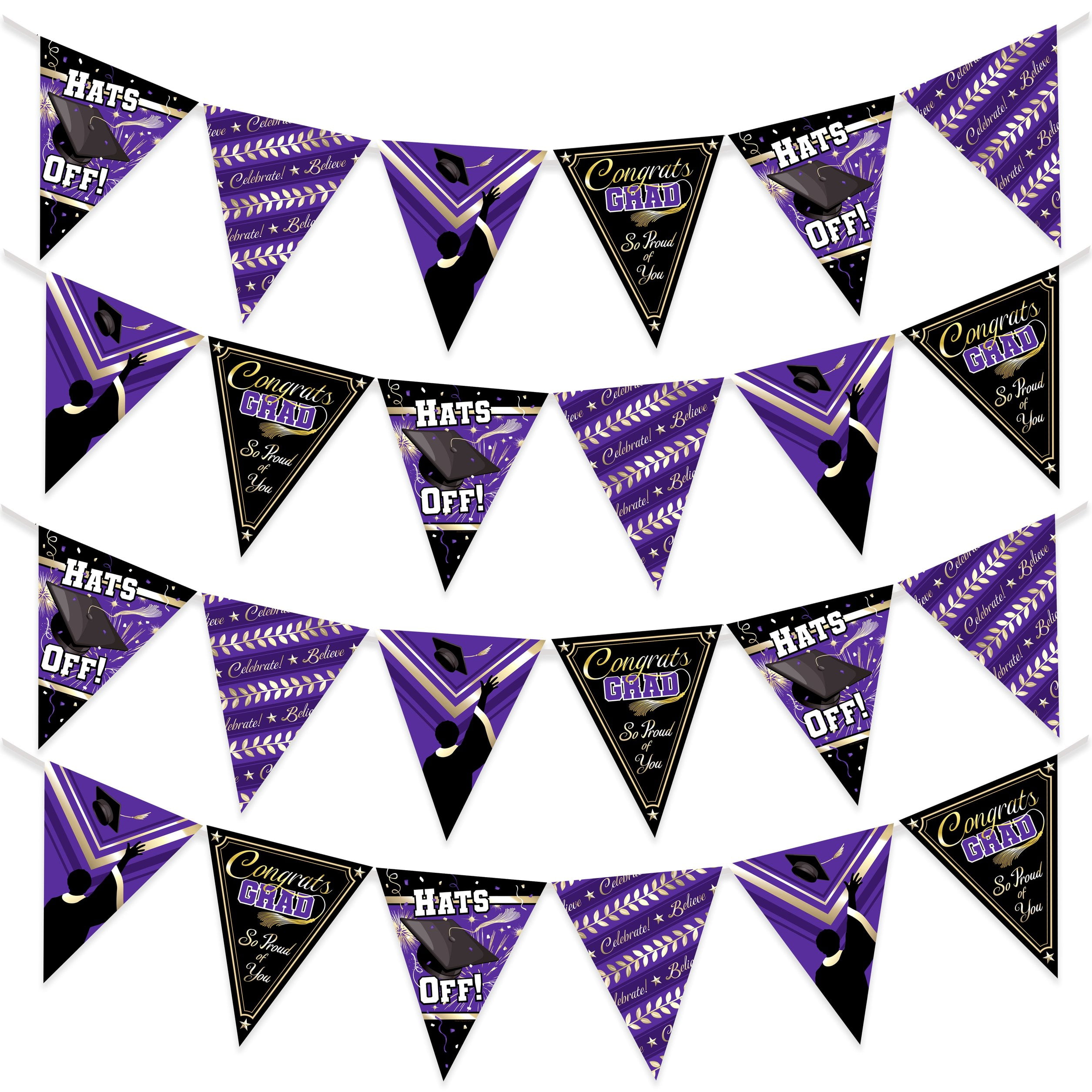 Purple Graduation Banner Pennant 2 Pack - Purple Graduation Party ...
