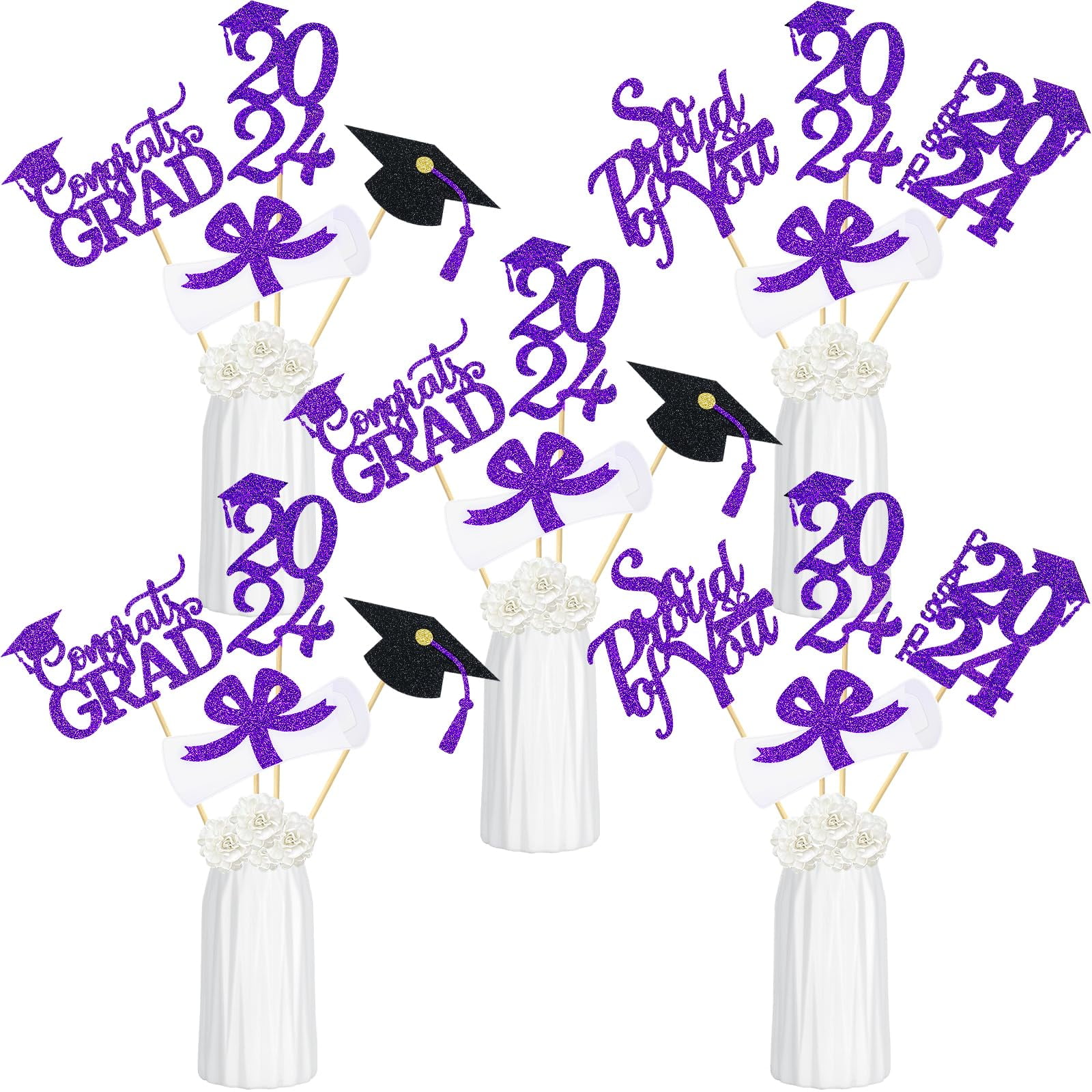 Purple Graduation Centerpiece Sticks 2024, Graduation Party ...