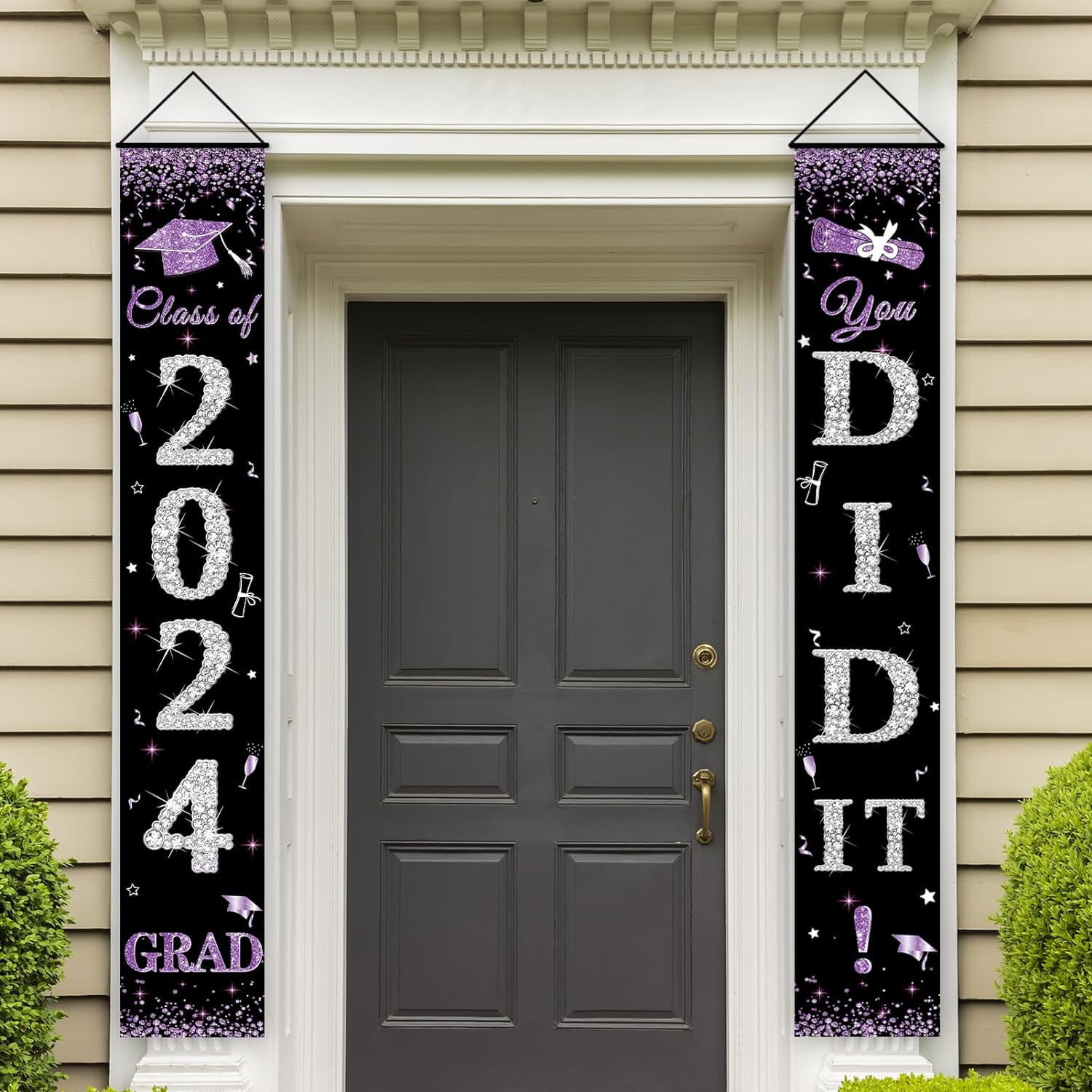 Purple Graduation Decorations for Class of 2024, Purple and Black ...
