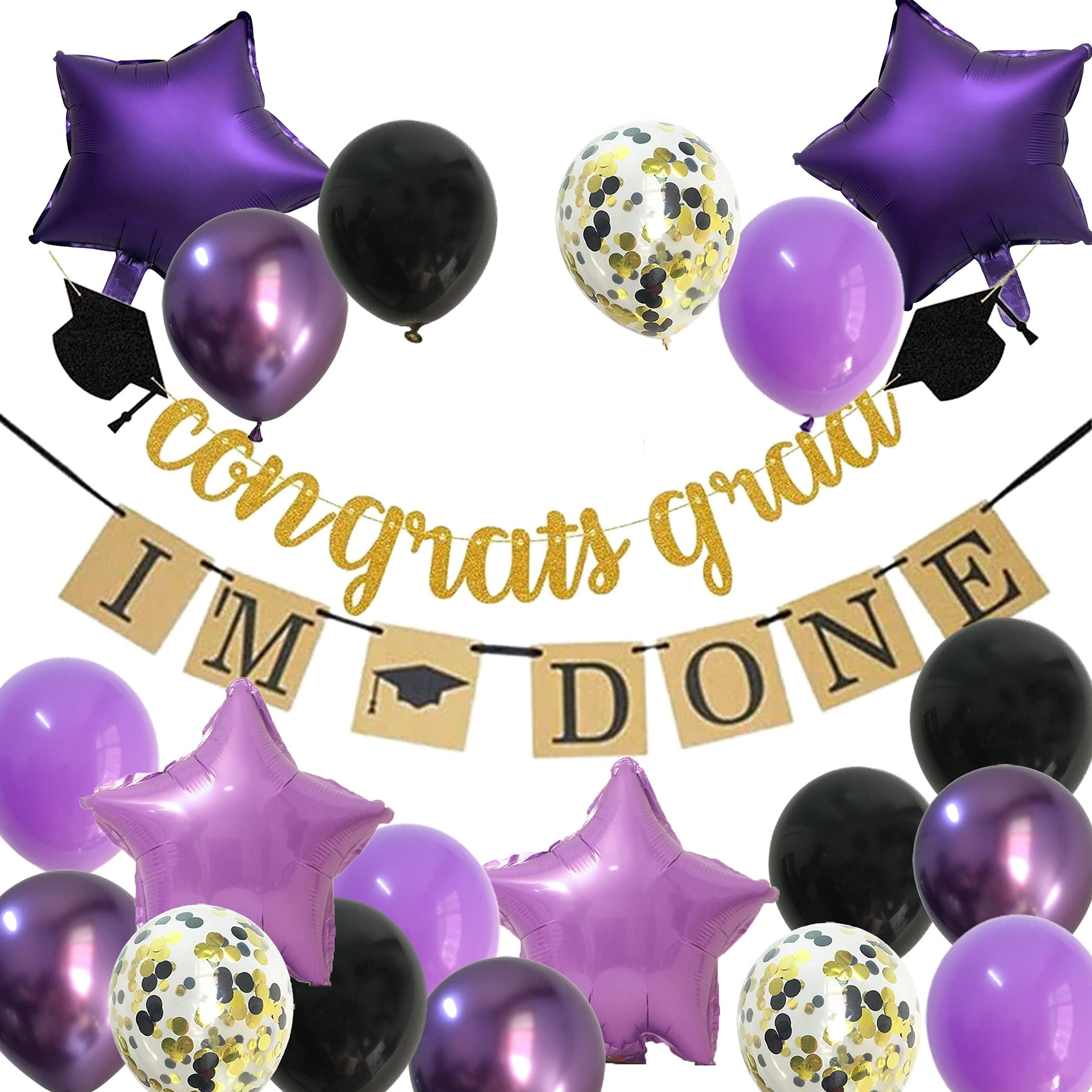 Purple Graduation DecorationsTRDN - 2024 Lavender Grad Party Balloons ...