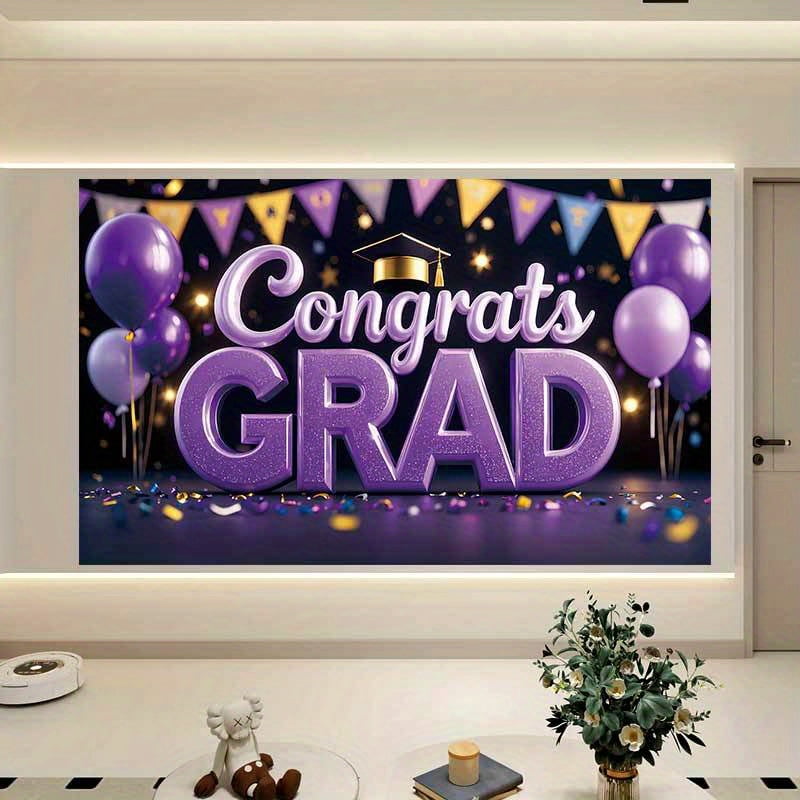 Purple Graduation Party Backdrop Purple Balloons Congrats Grad Prom ...