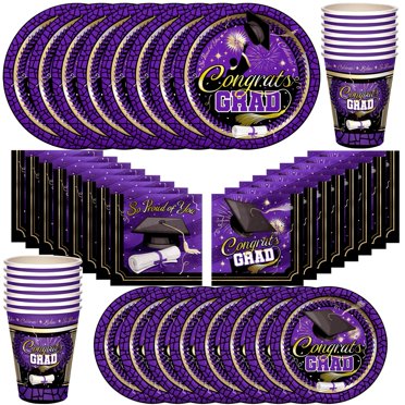 Purple Graduation Party Tableware Deluxe Set for 24 Guests - Walmart.com