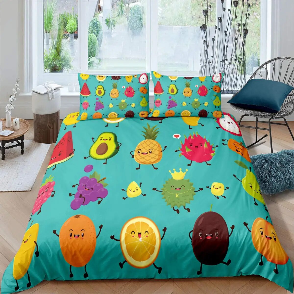 Purple Grape Comforter Cover Summer Fruit Duvet Cover Grapevine Leaves ...