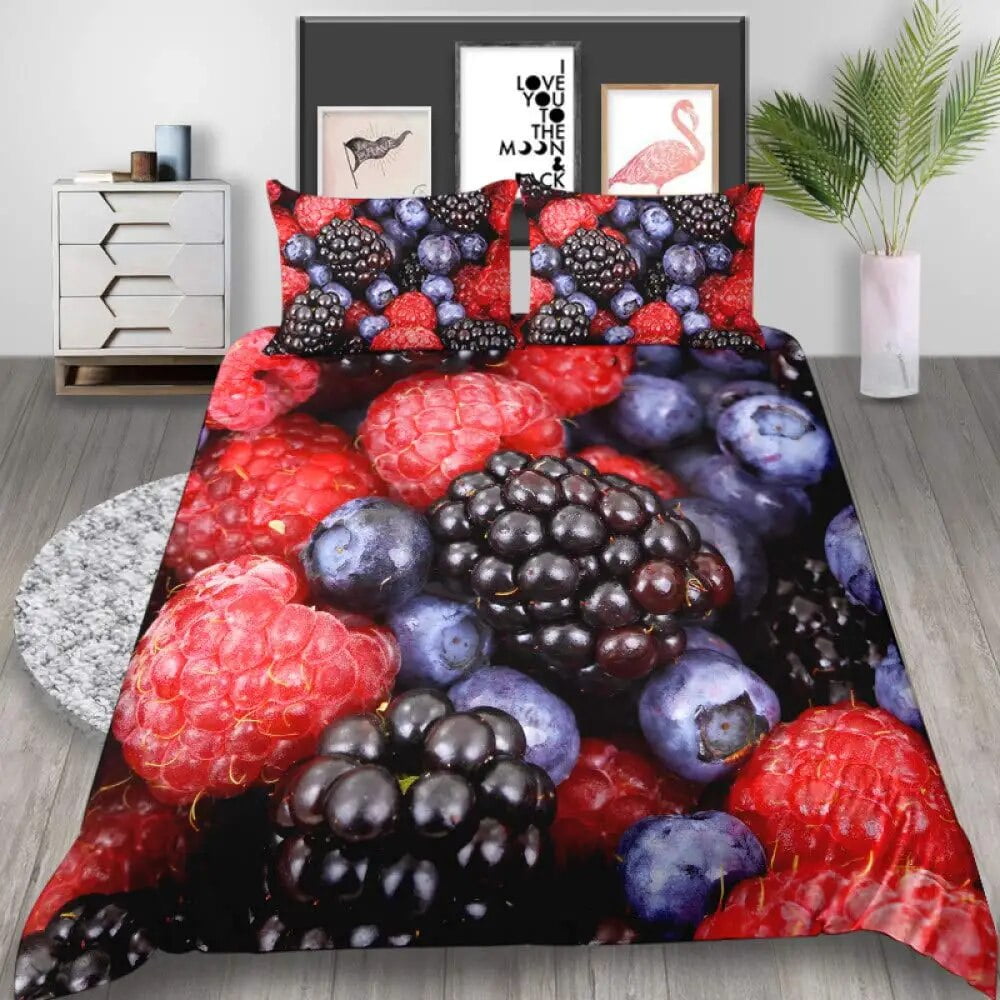 Purple Grape Comforter Cover Summer Fruit Duvet Cover Grapevine Leaves ...