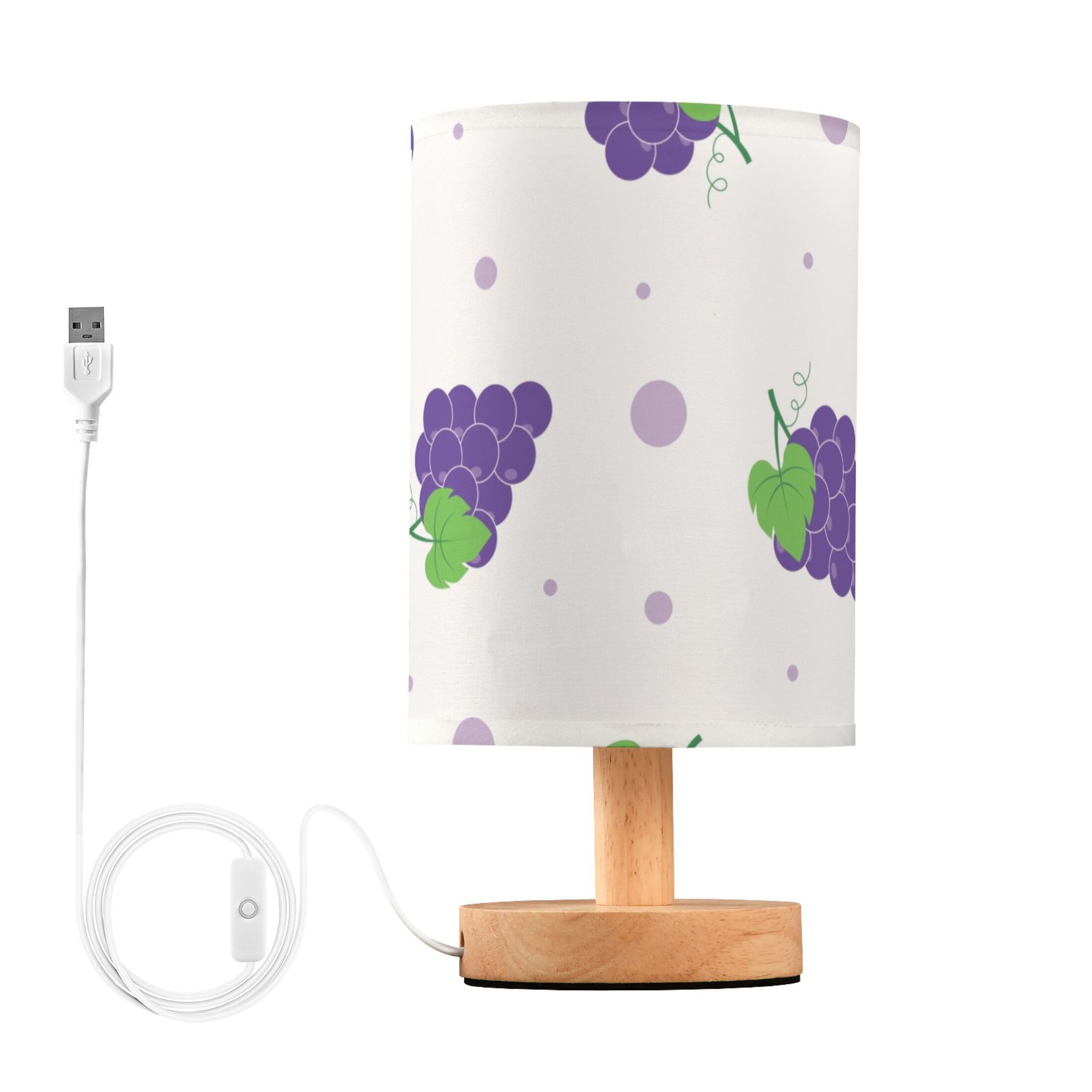 Purple Grape Fruit Cartoon Bedside Table Lamp LED Warm Lights with USB ...