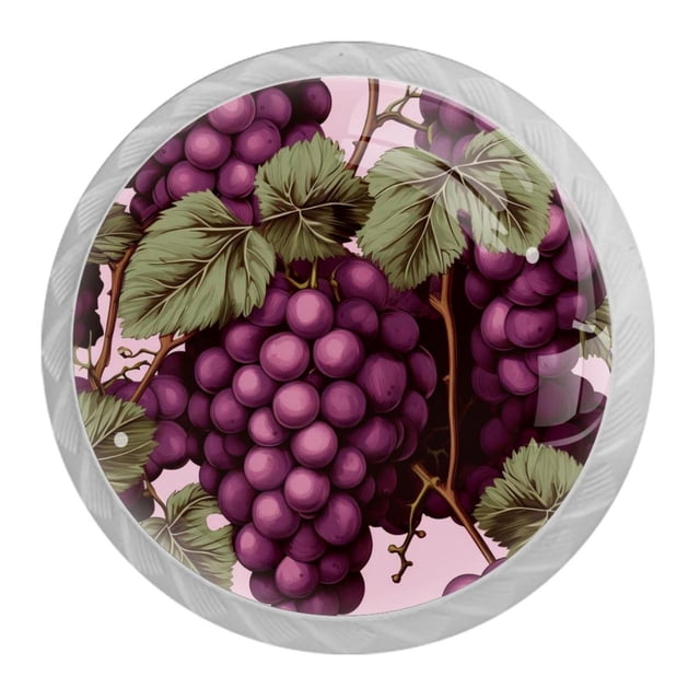 Purple Grape Round Crystal Cabinet Knobs - 35mm Glass Pulls for Cupboard and Drawers, 4 Pack ...