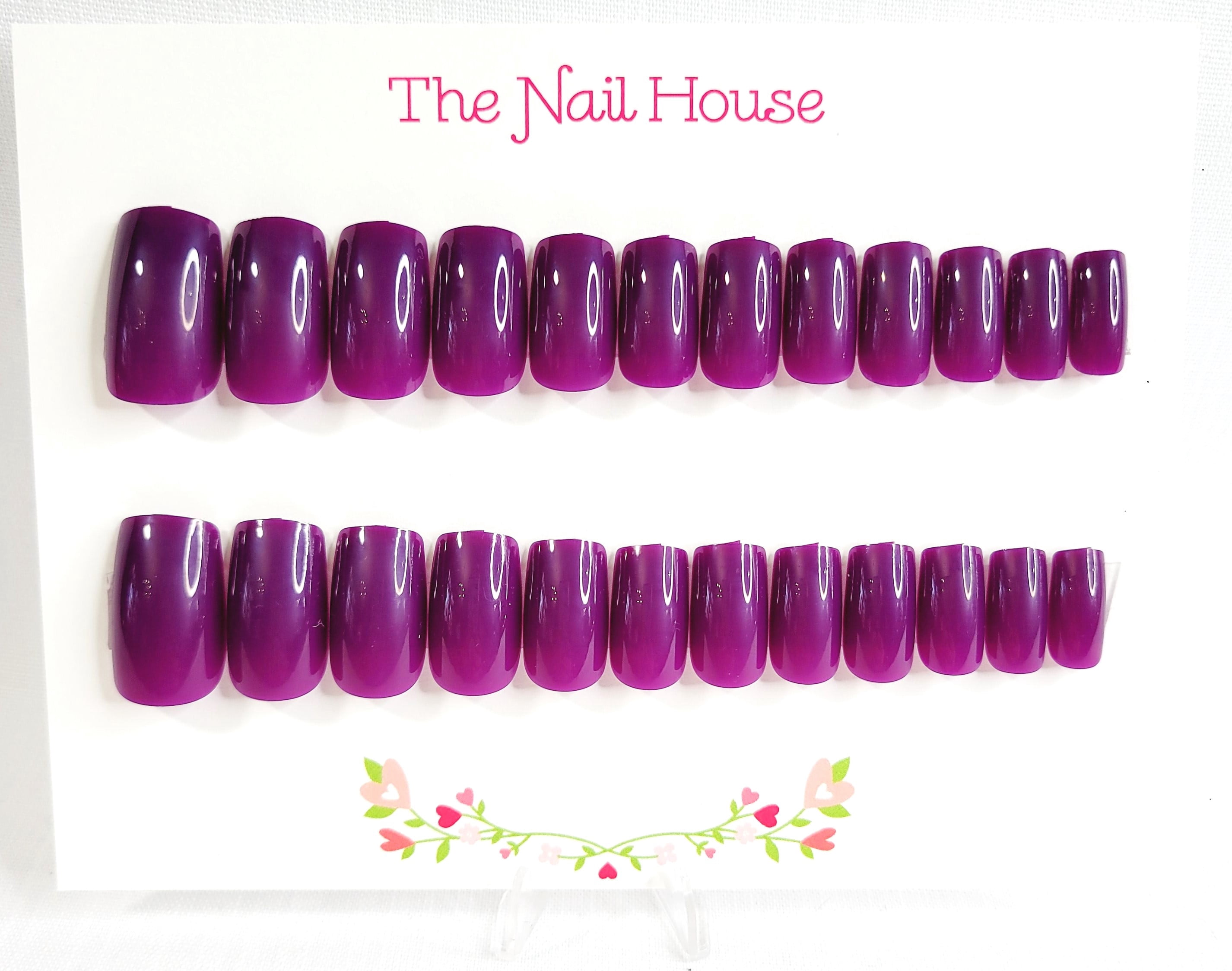 Purple Grape Square Press-On Nails By The Nail House NH - 24 Pieces ...