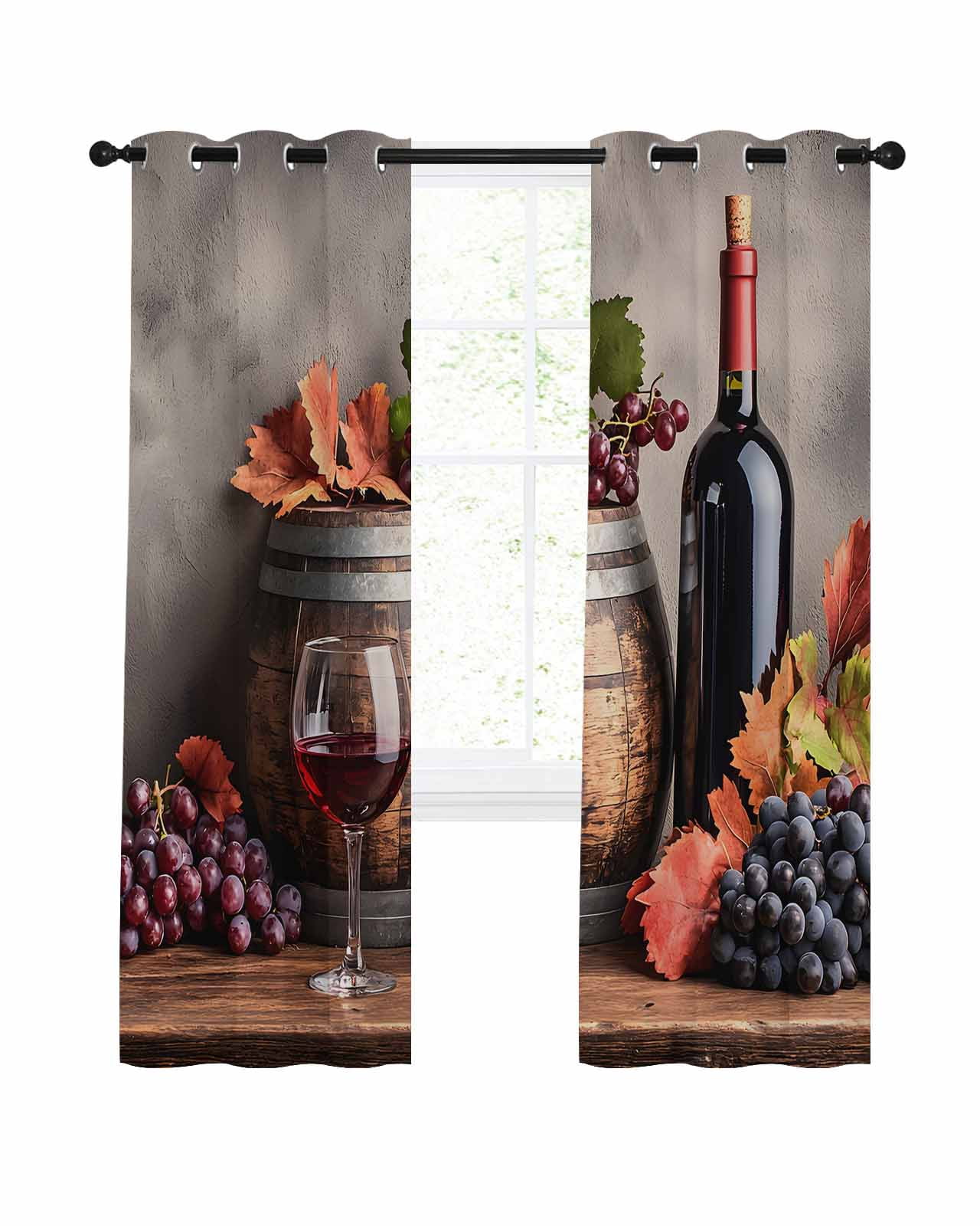 Purple Grapes Farmhouse Blackout Curtains, Light Blocking Print Window ...