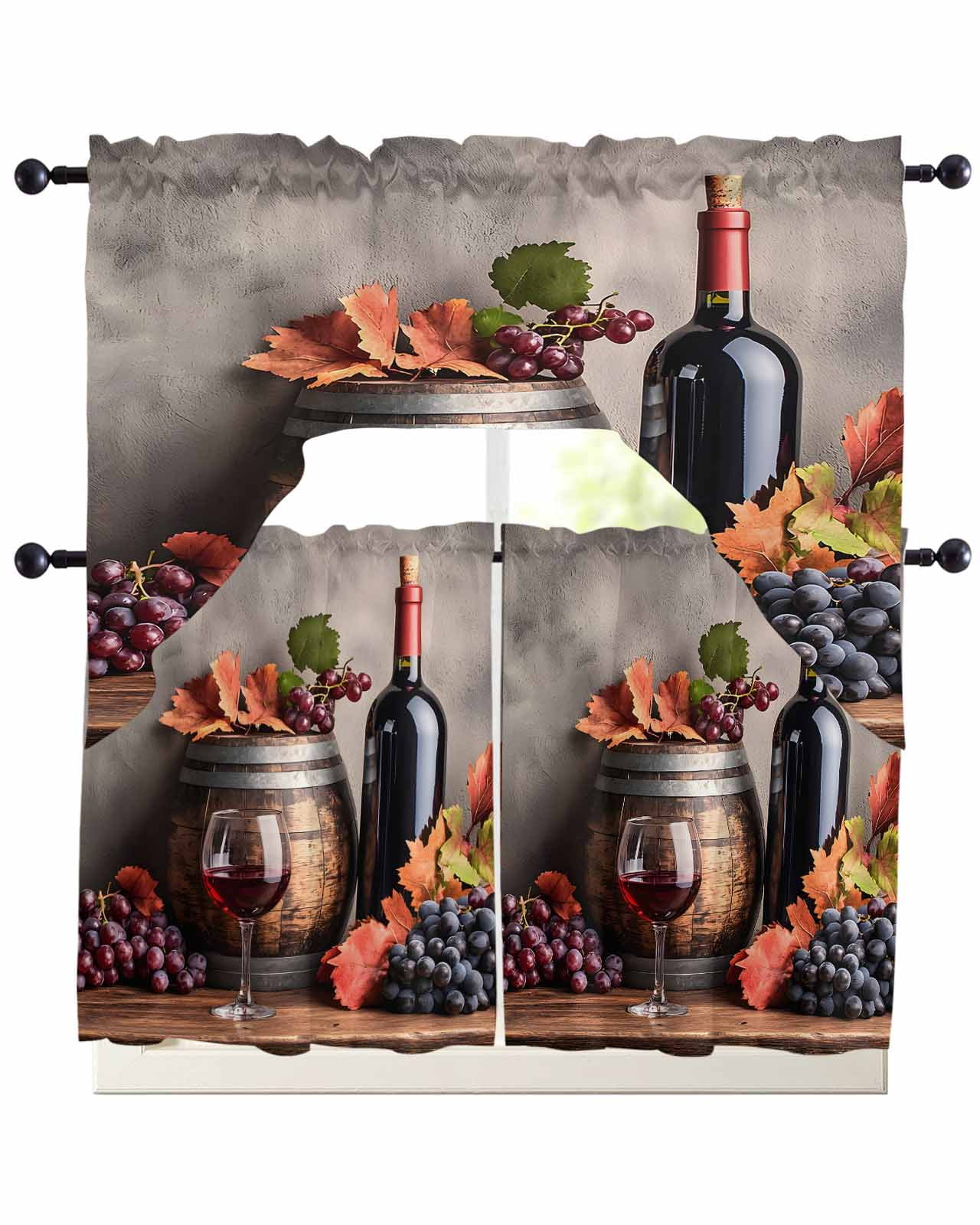 Purple Grapes Farmhouse Kitchen Curtains Sets 36 Inch Length with ...