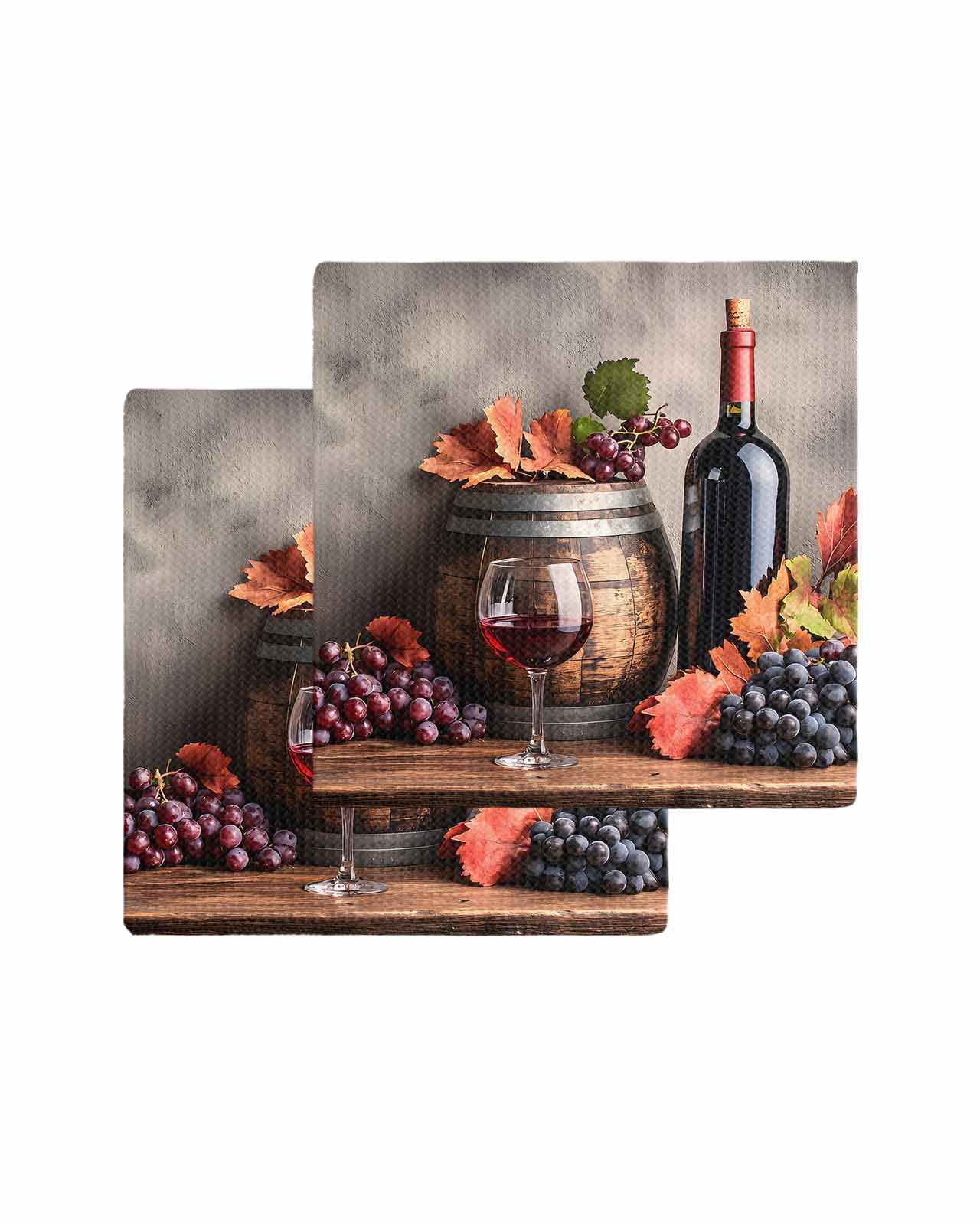 Purple Grapes Farmhouse Kitchen Dish Towels for Drying Dishes Set of 2 ...