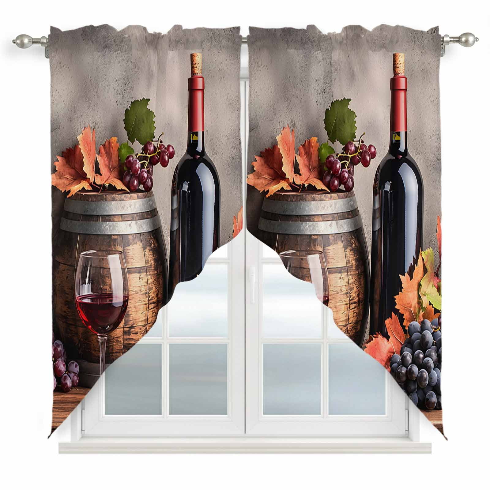 Purple Grapes Farmhouse Swag Curtains Vintage Cask Maple Leaf Swag ...