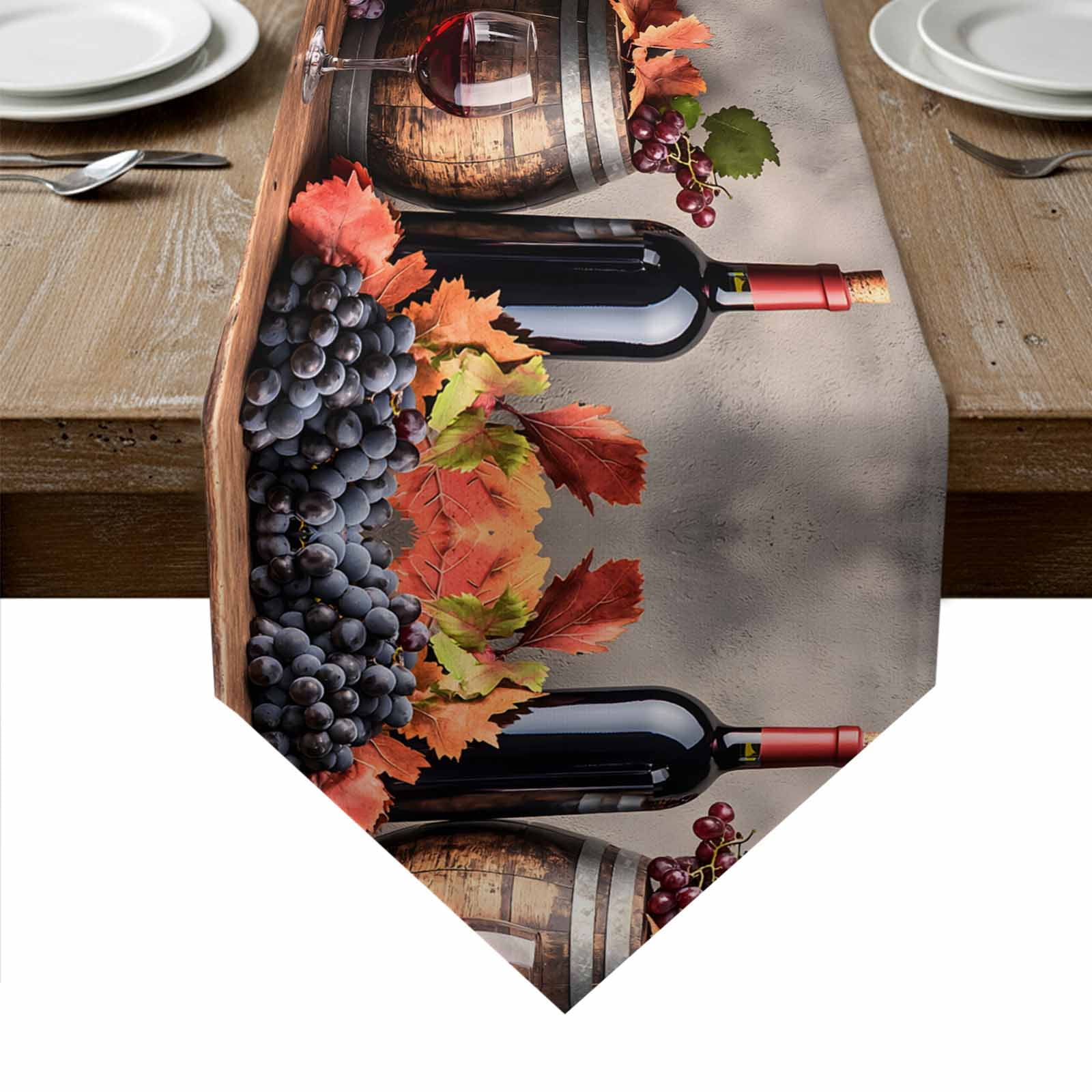 Purple Grapes Farmhouse Table Runner Linen Burlap Table Runner 72 ...