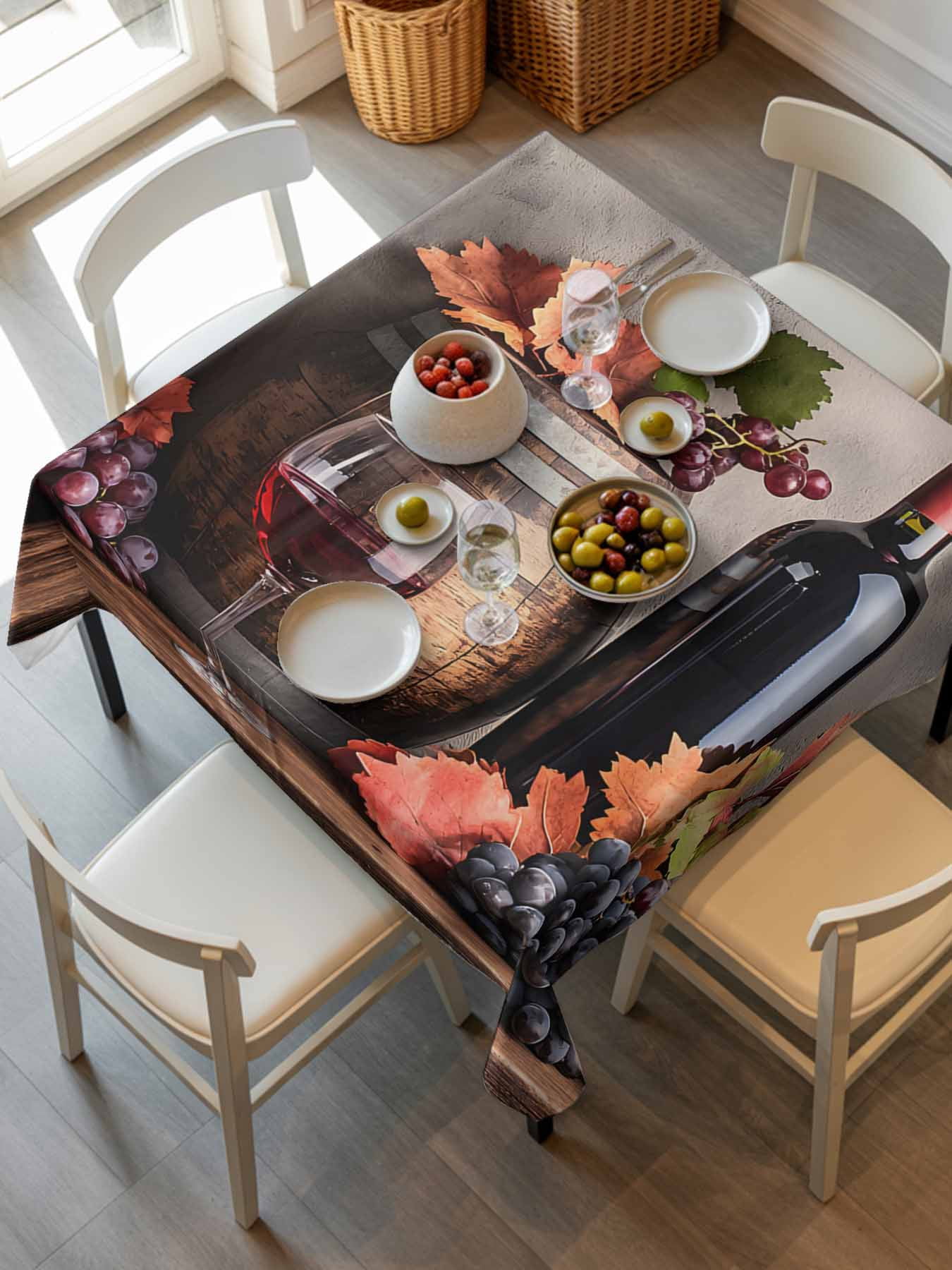 Purple Grapes Farmhouse Tablecloth Square Table Cloth 60x60, Waterproof ...