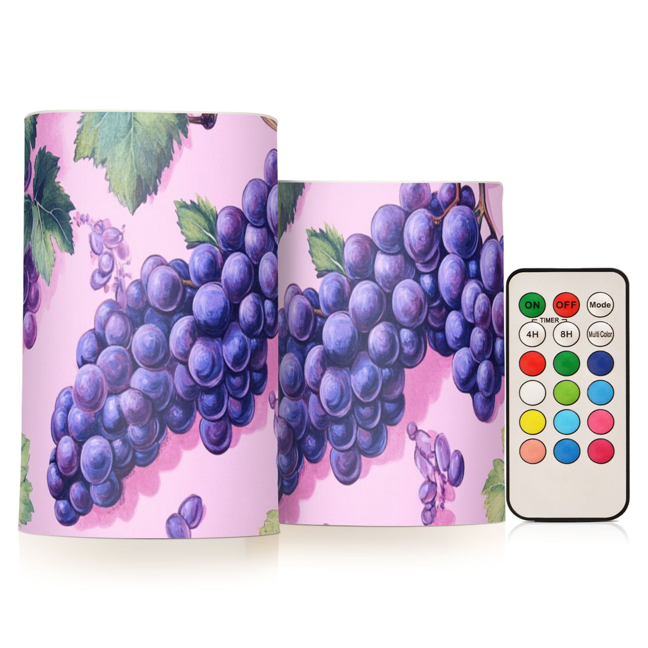 Purple Grapes Flickering Flameless Candles Battery Operated with Remote ...