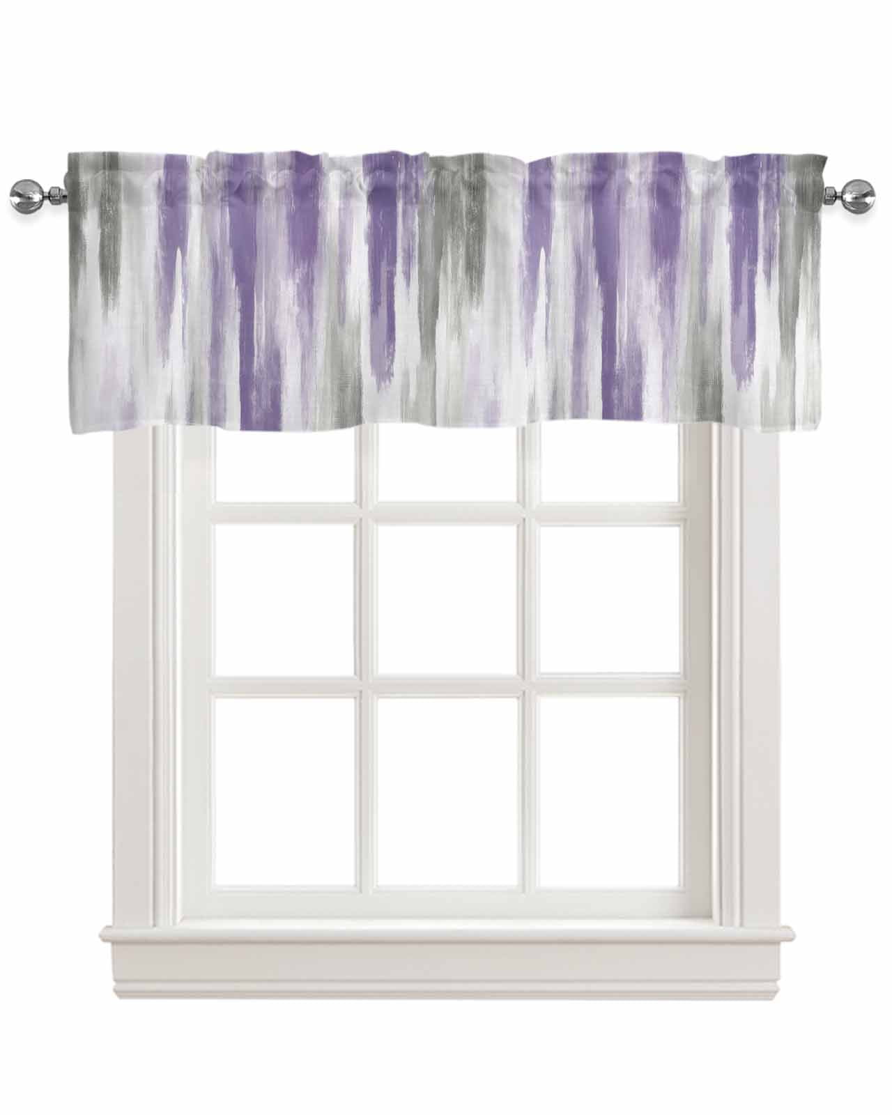 Purple Gray Kitchen Valances for Windows Farmhouse Linen Window Valance ...