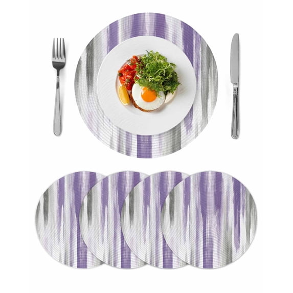 Purple Gray Round 15 Inch Placemats Set of 4, Vintage Country Abstract ...