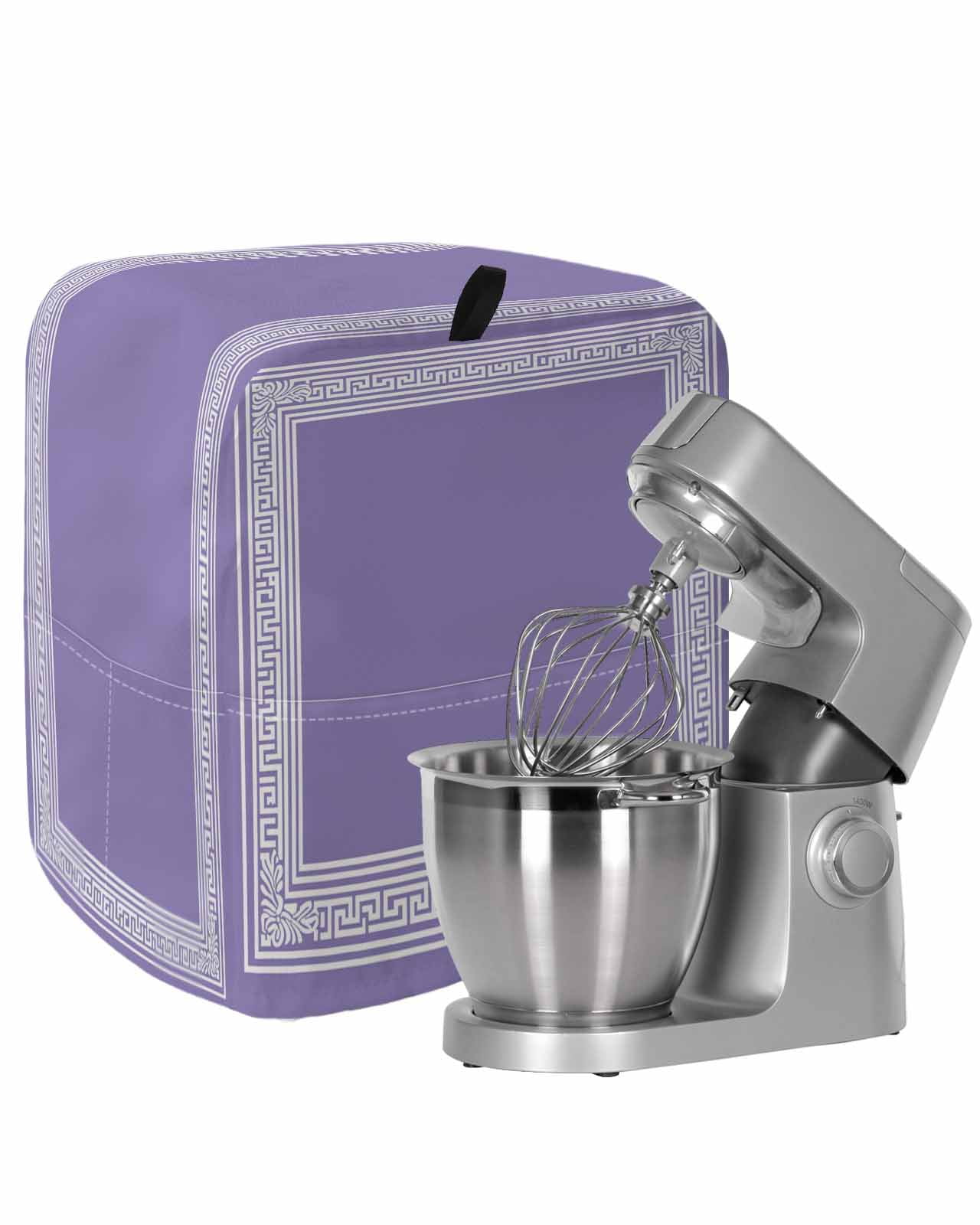 Purple Greek Key Stand Mixer Dust Cover with Storage Pocket & Handles ...