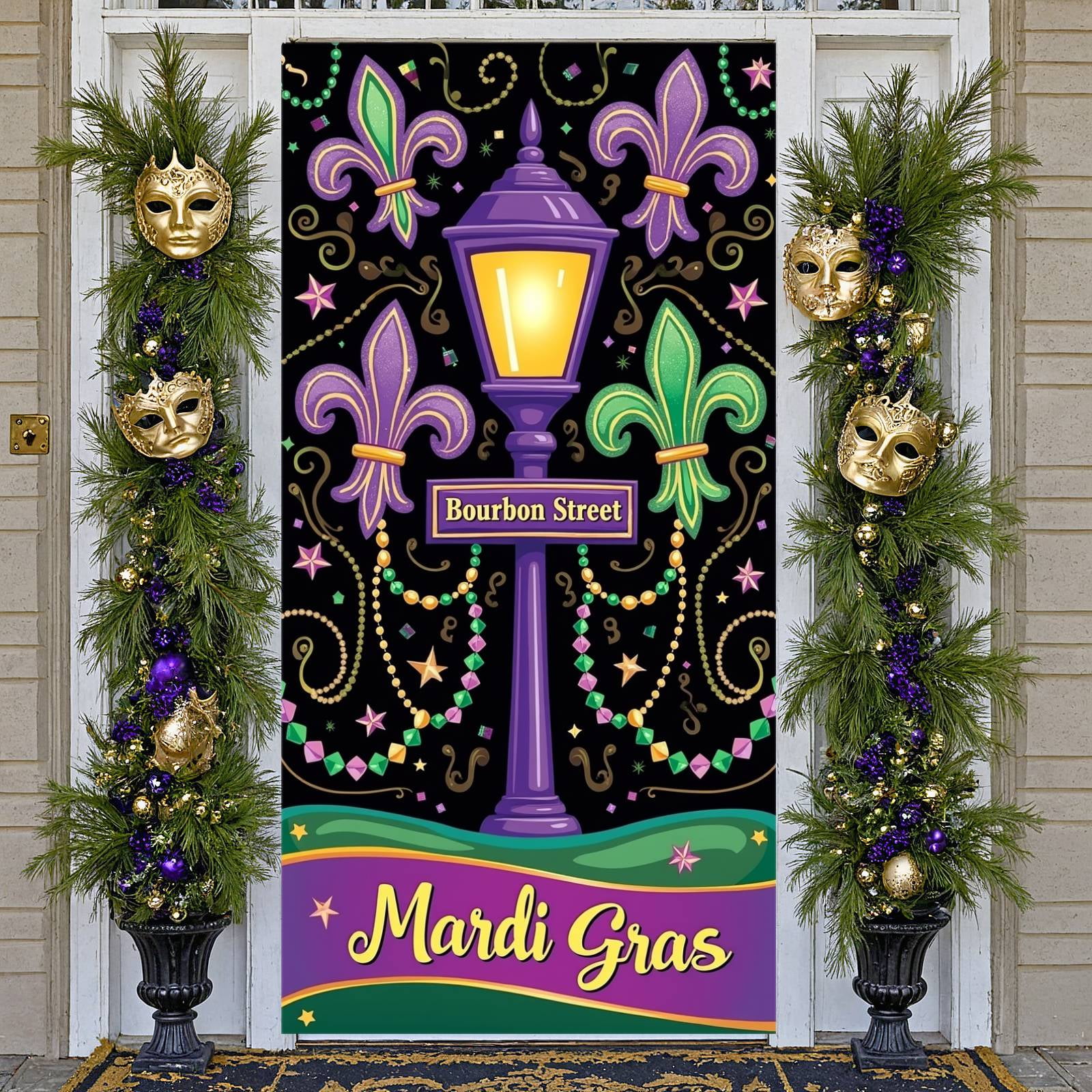 Purple Green Gold Mardi Gras Banner Glittery Design Bourbon Street ...