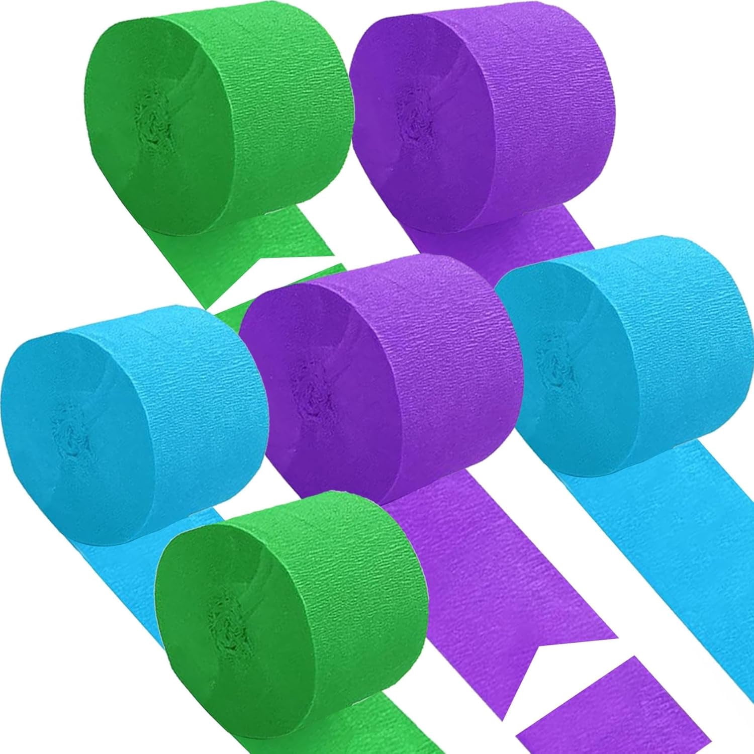 Purple Green and Blue Crepe Paper 6 Pcs Streamers for Party Decorations ...