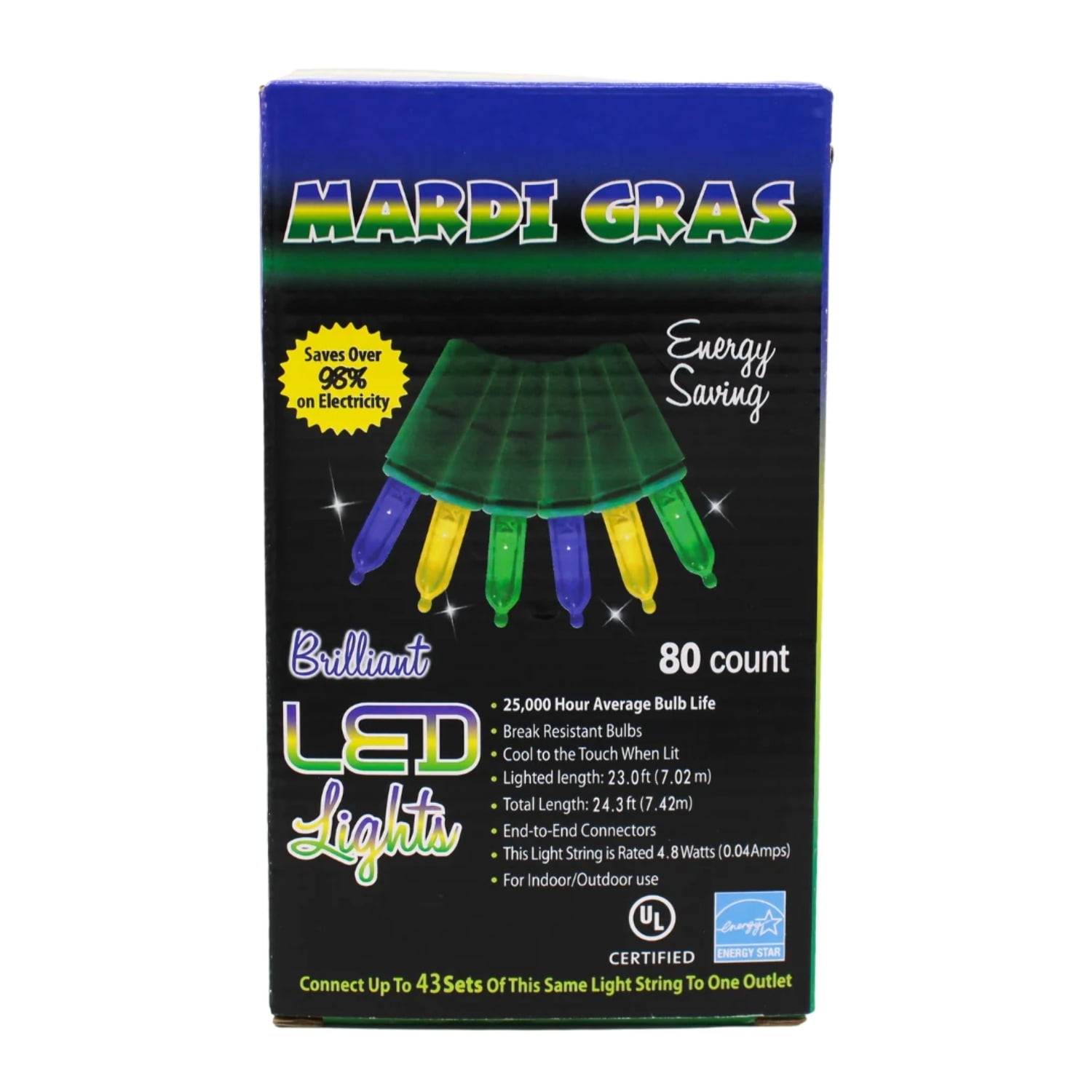 LED Mardi Gras Party Lights - Vibrant Purple, Green, Gold Decorations ...