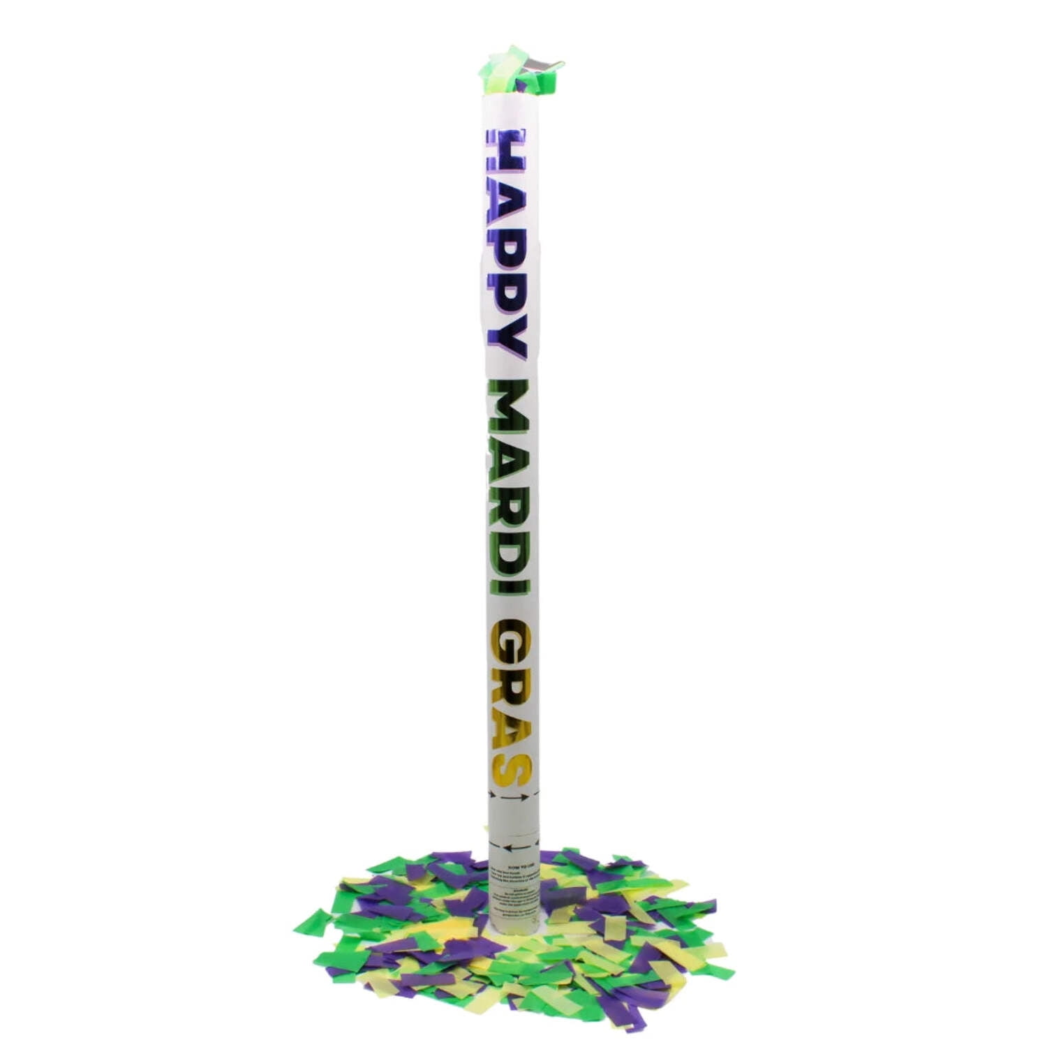 Purple, Green and Gold Mardi Gras Paper Confetti Cannon 31" (Each ...