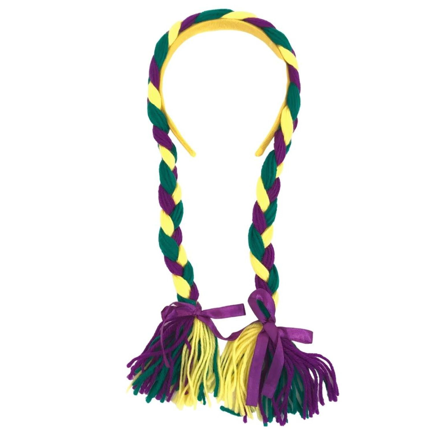 Purple, Green and Yellow Braided Pigtail Head Bopper (Each) - Walmart.com