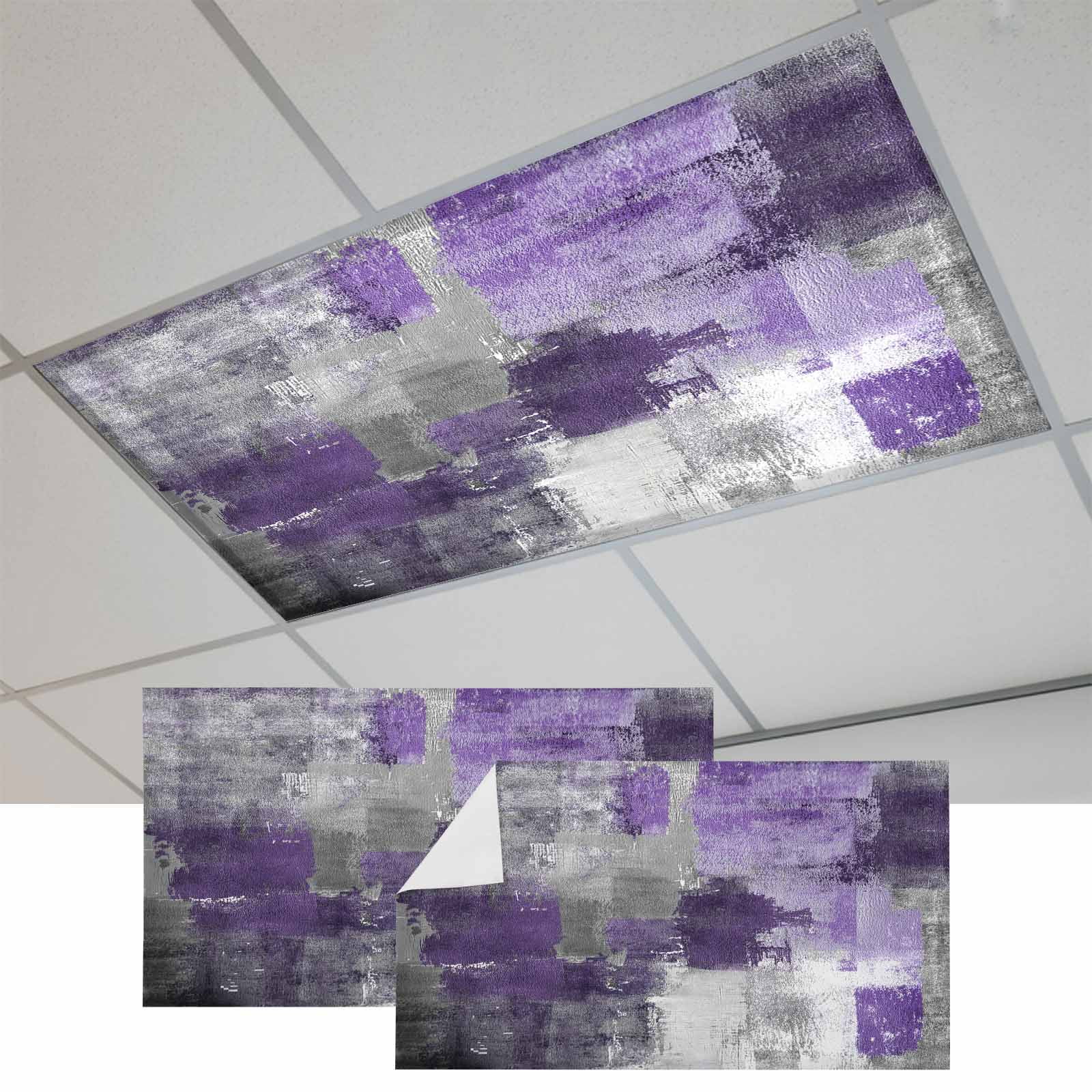 Purple Grey Fluorescent Light Covers, Modern Oil Painted Abstract Art ...