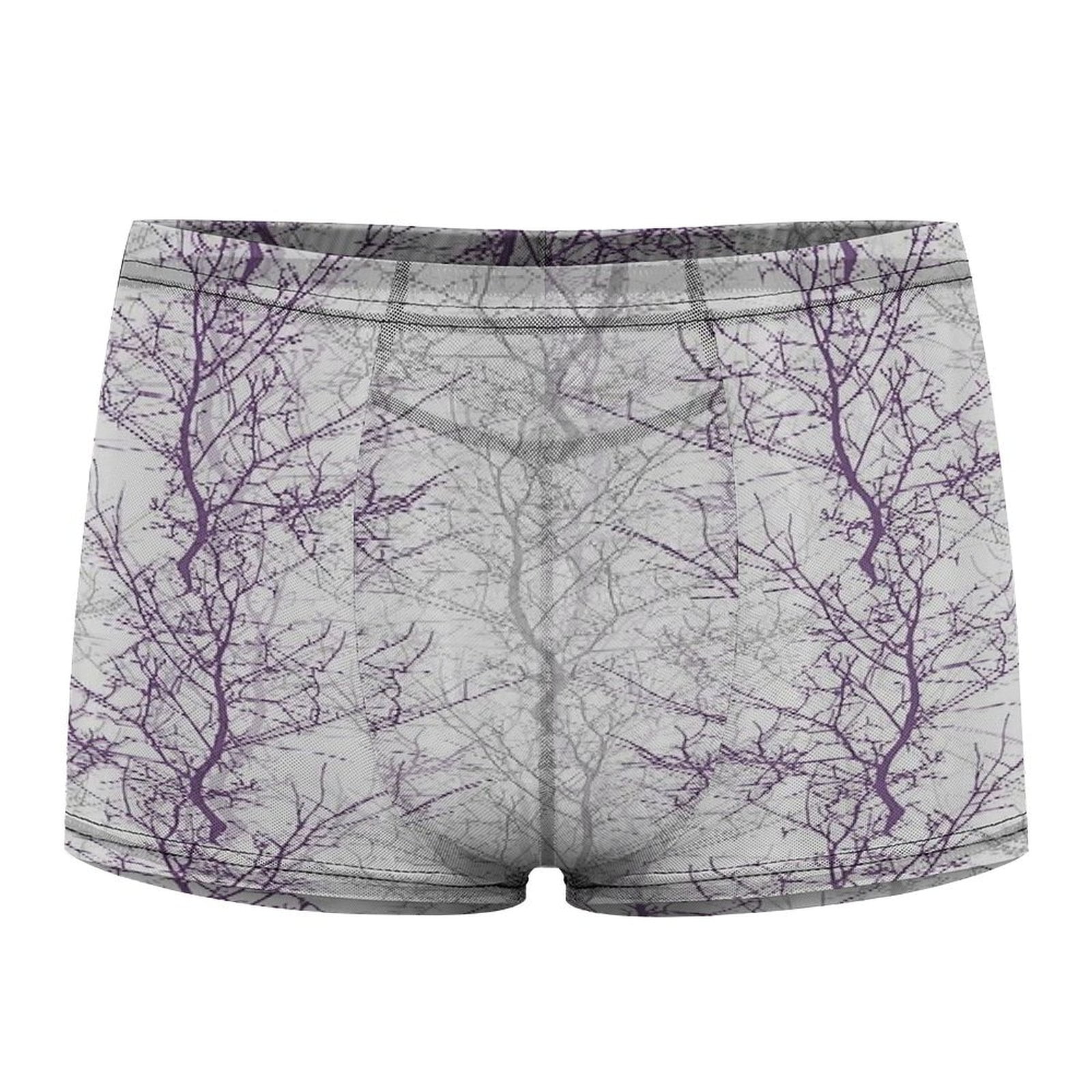 Purple Grey Leaves Men's Mesh Boxer Briefs Cooling Breathable Sports ...